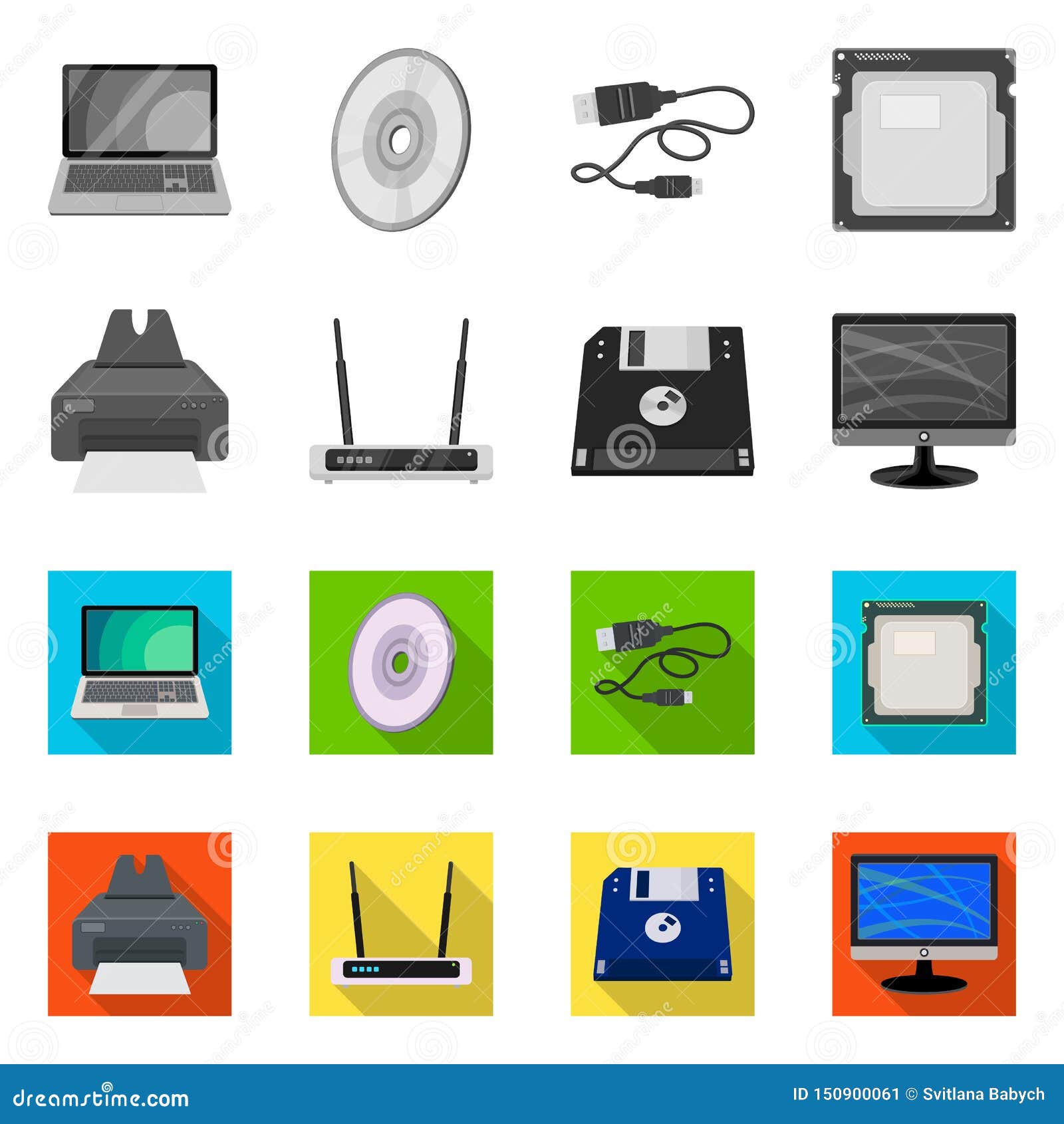 Vector Illustration of Laptop and Device Symbol. Collection of Laptop ...