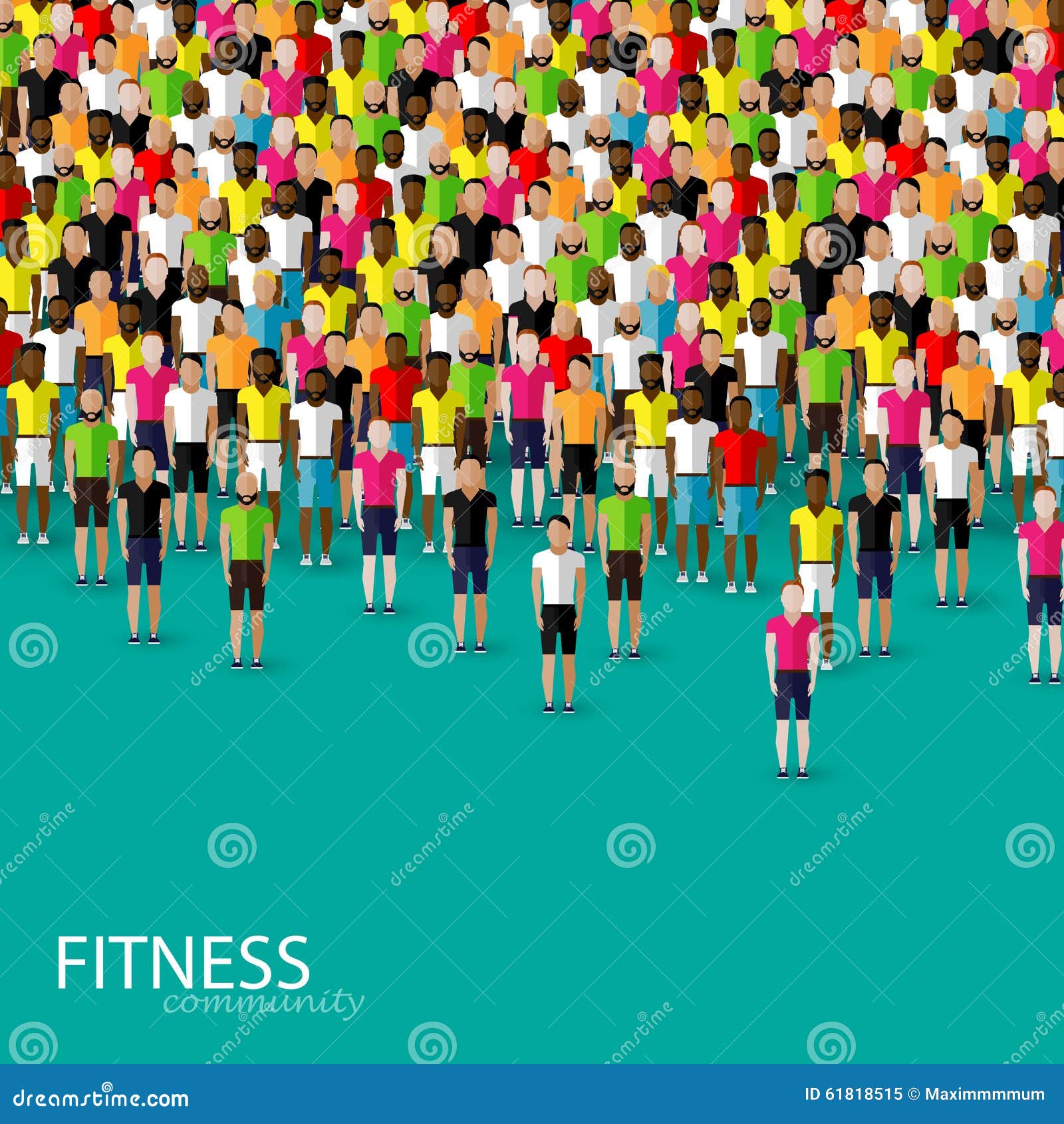 Vector Illustration of a Large Crowd of Men. Fitness Community Stock ...