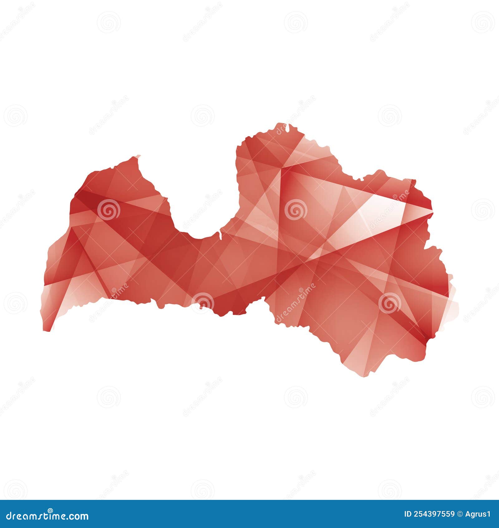 Vector Illustration of Latvia Map with Red Colored Geometric Shapes ...