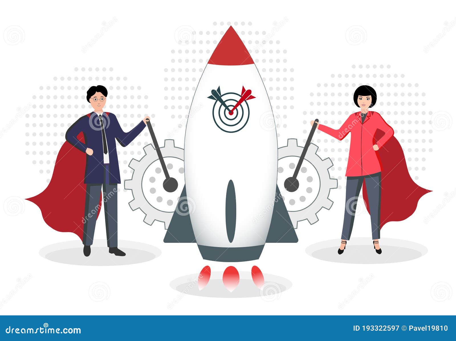 Vector Illustration of the Launch of a Business Project, Start in ...