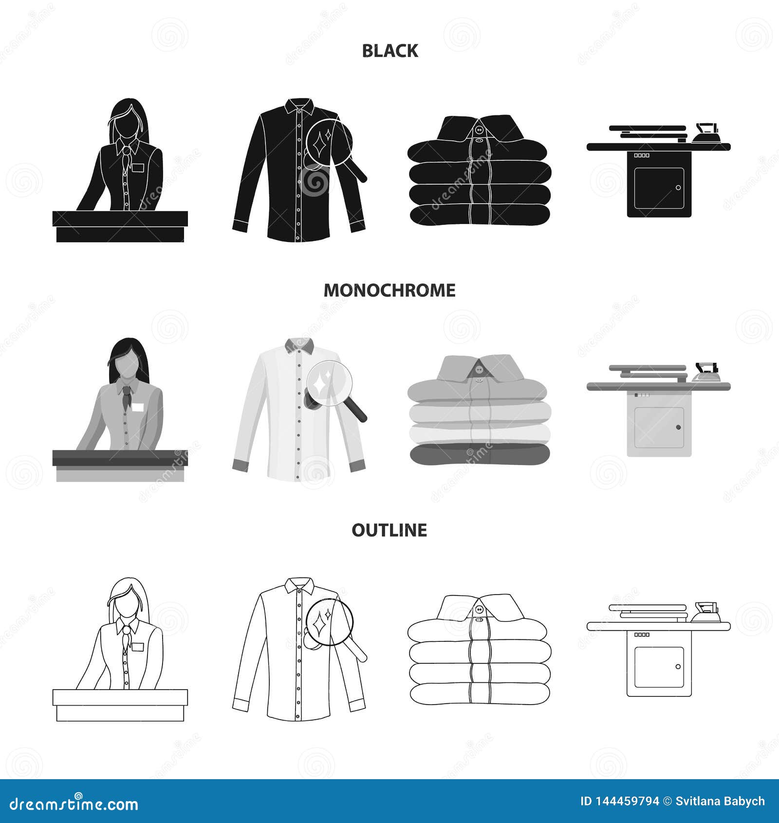 Vector Design of Laundry and Clean Sign. Set of Laundry and Clothes ...