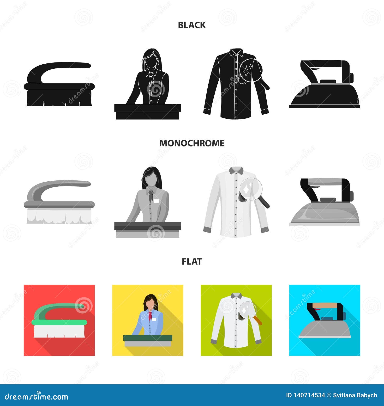 Vector Illustration of Laundry and Clean Sign. Set of Laundry and ...