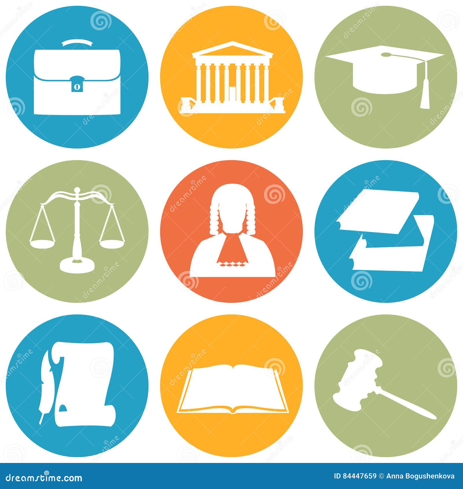 Vector Illustration of Law Icons Circle Set Stock Vector - Illustration ...
