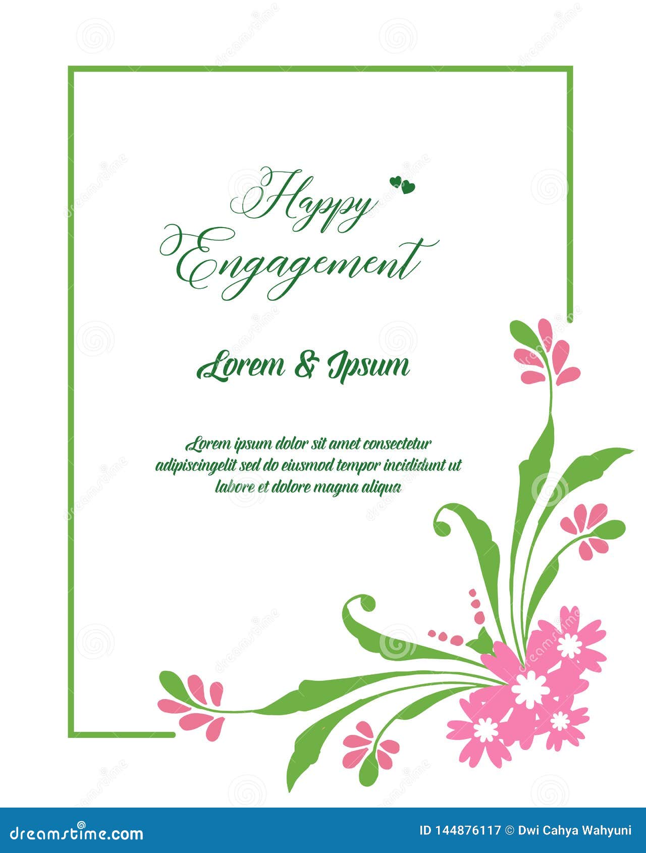 Vector Illustration Leaf Flower Frame for Card Happy Engagement Stock ...