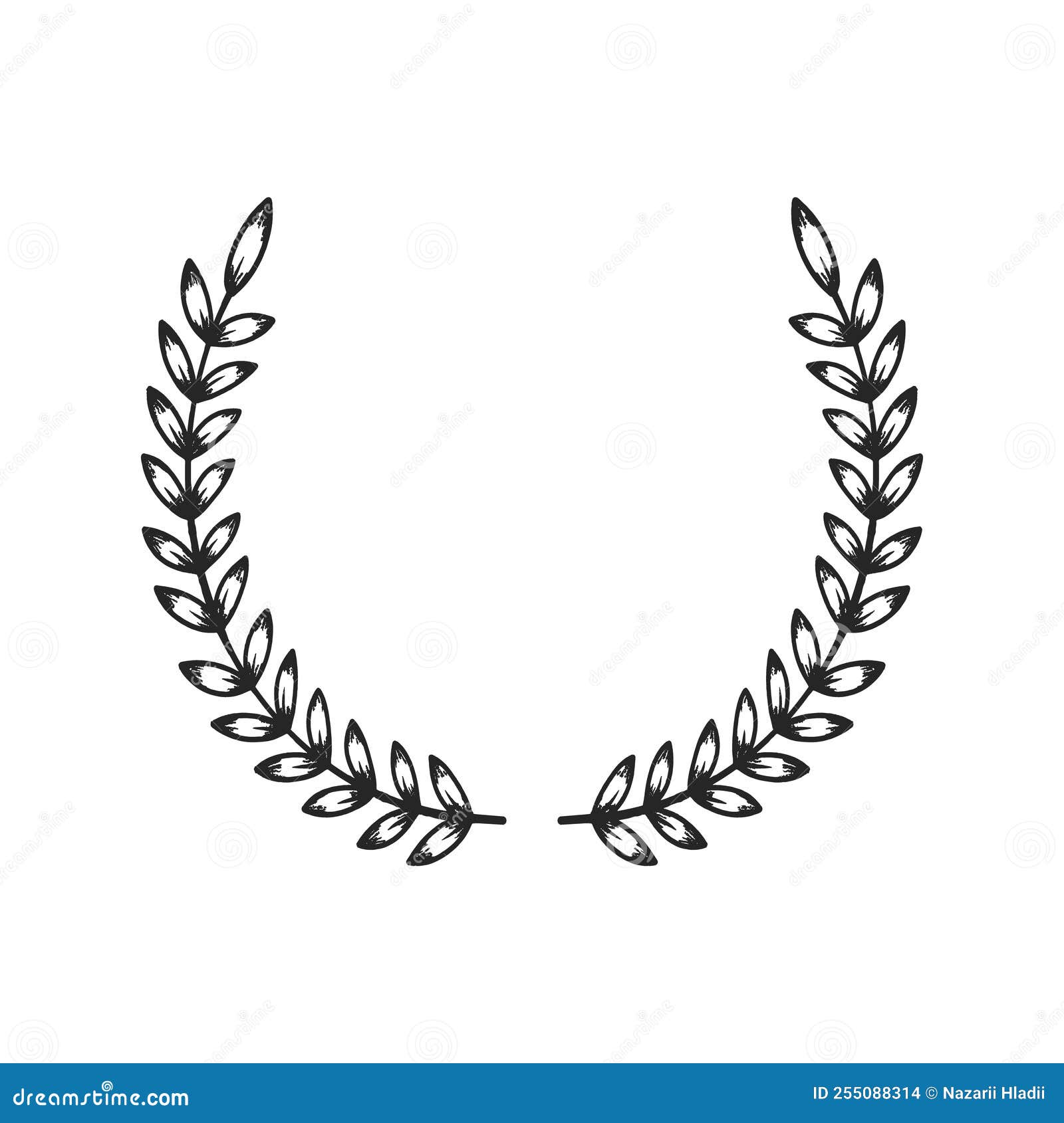 Vector Illustration of Leaf Wreath in Hand-drawn Style. Stock Vector ...