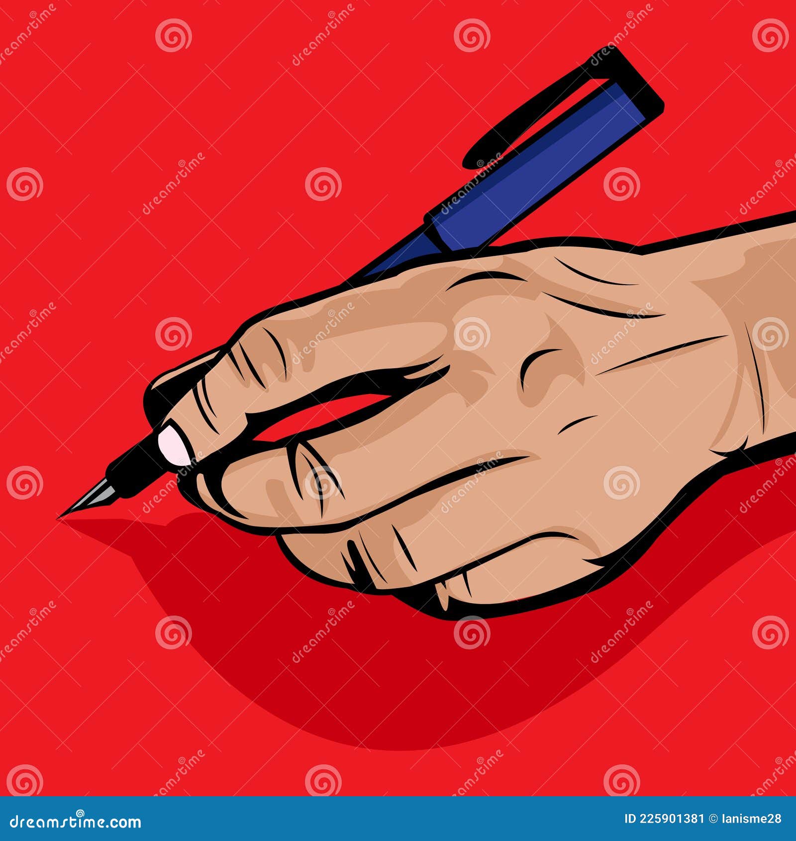 Vector Illustration of Left Handed Writing Using a Pen Stock Vector ...