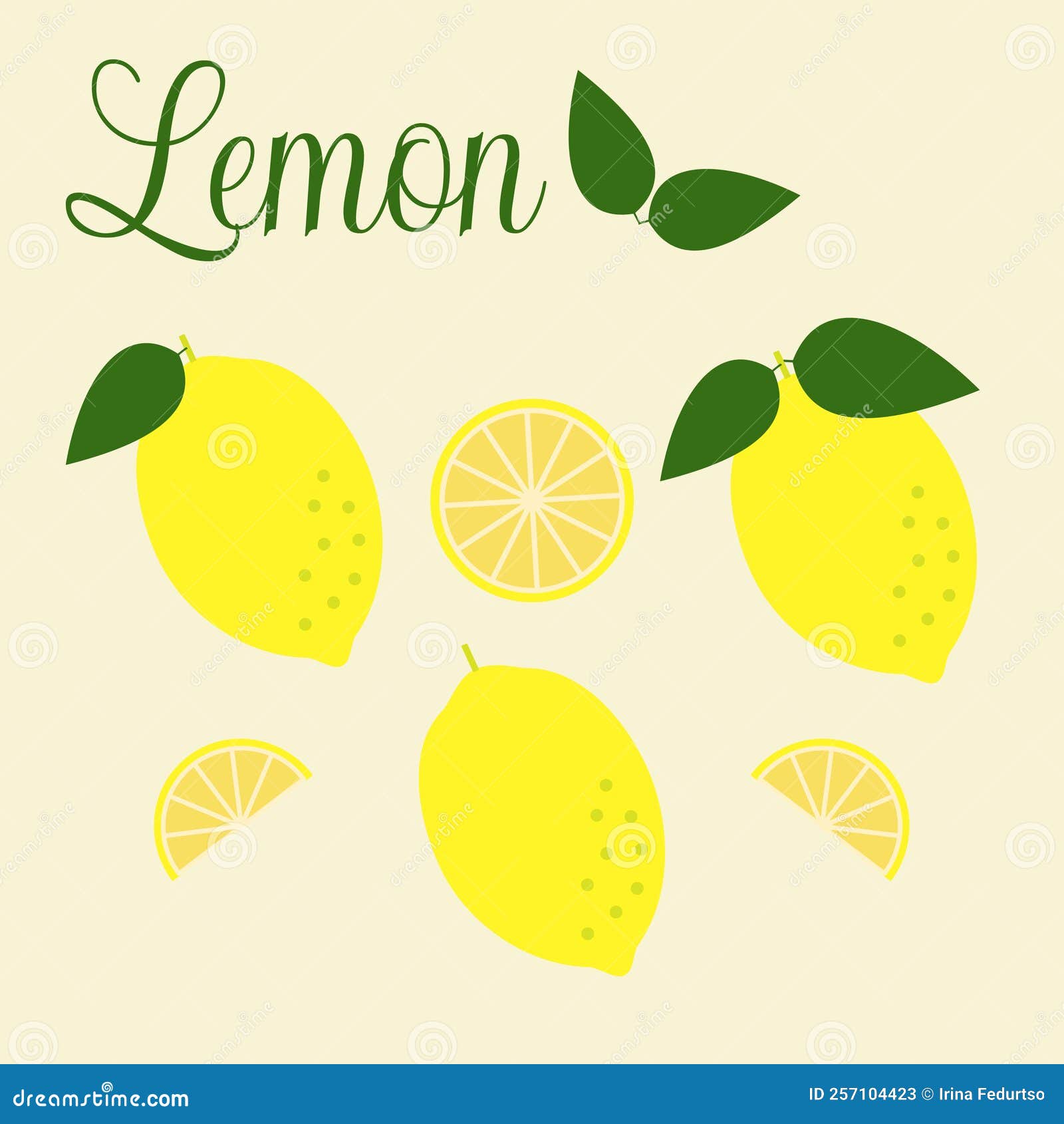 Vector Illustration. Lemon Collection in a Flat Style Stock Vector ...