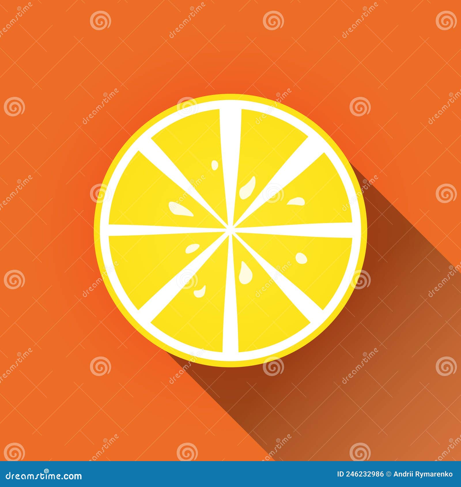 Vector Illustration of Lemon. Flat Design with Long Shadow Stock Vector ...