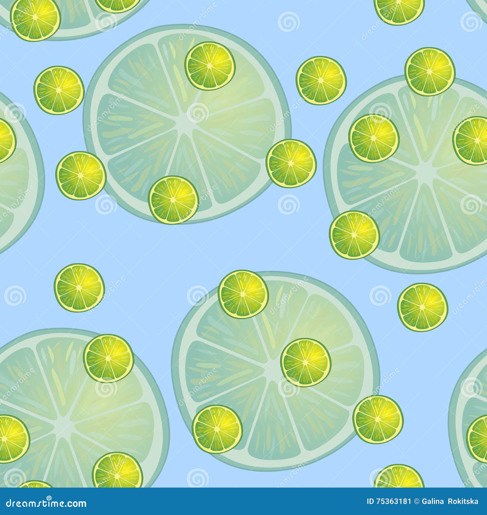 Vector Illustration of Lemon Slices in Same Sizes on Blue. Pattern ...