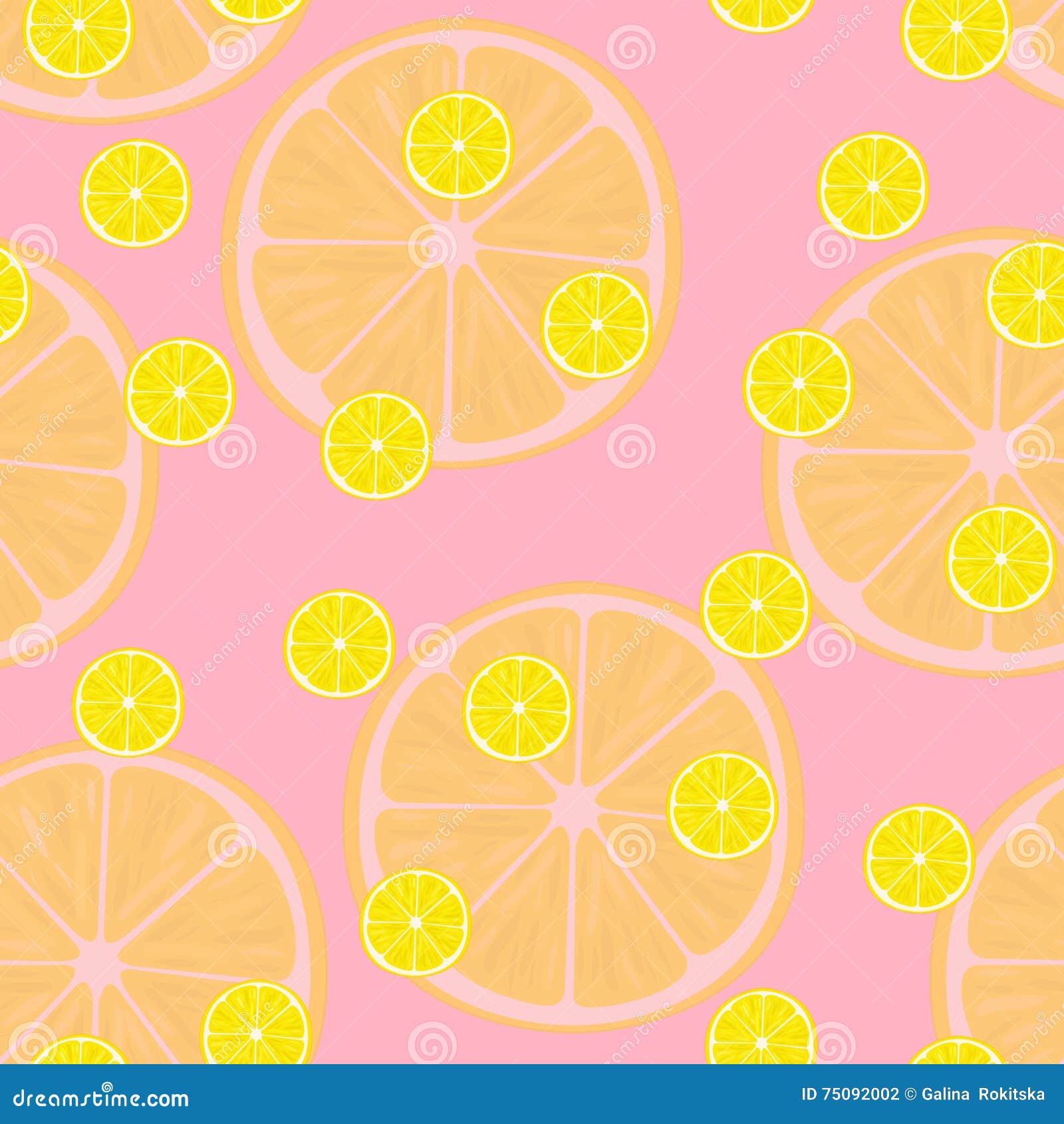 Vector Illustration of Lemon Slices in Same Sizes on Pink. Pattern ...