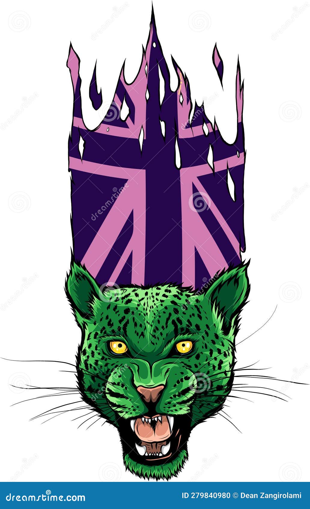 Vector Illustration of Leopard Head with British Flag Stock Vector ...