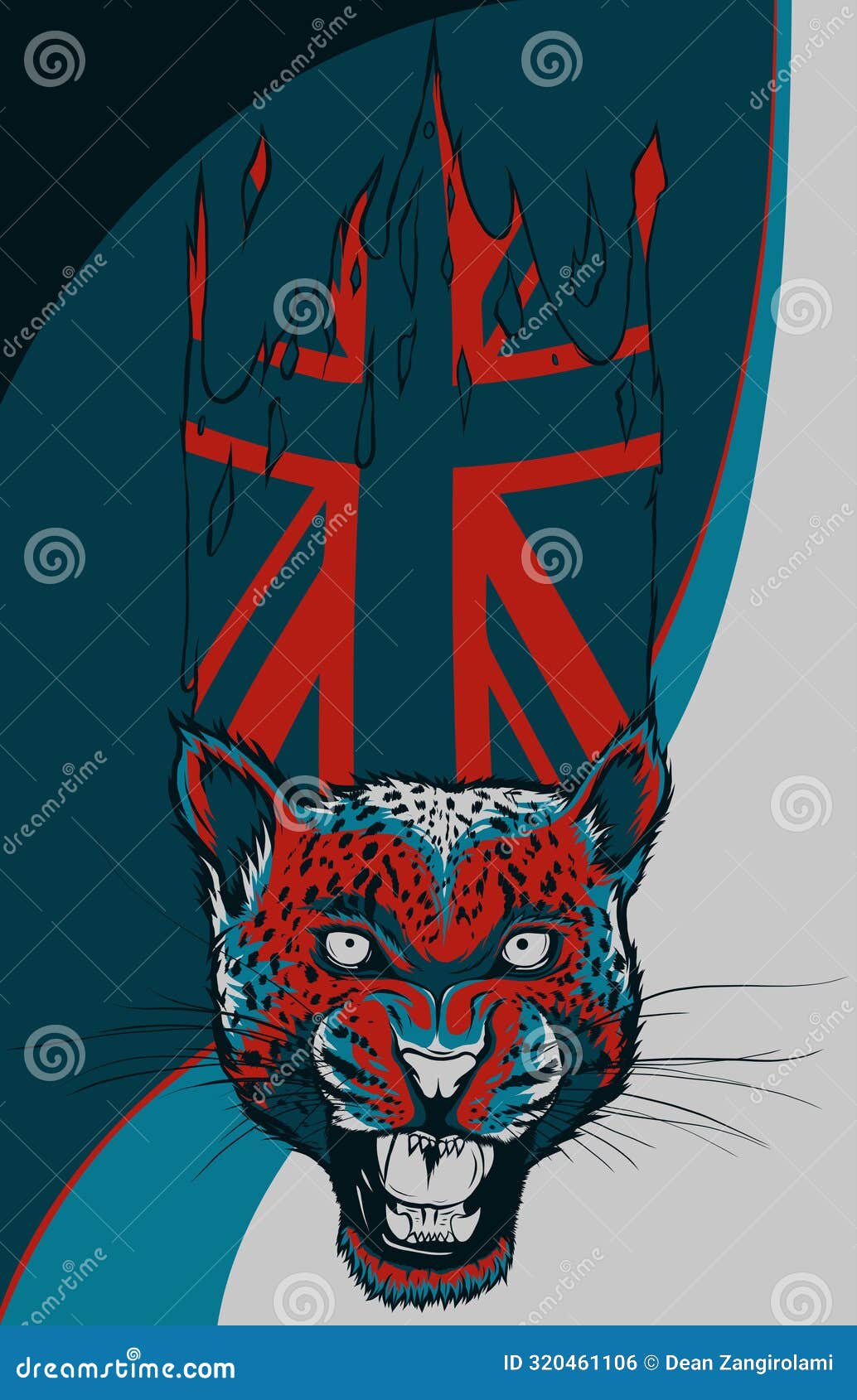 Vector Illustration of Leopard Head with British Flag Stock Vector ...