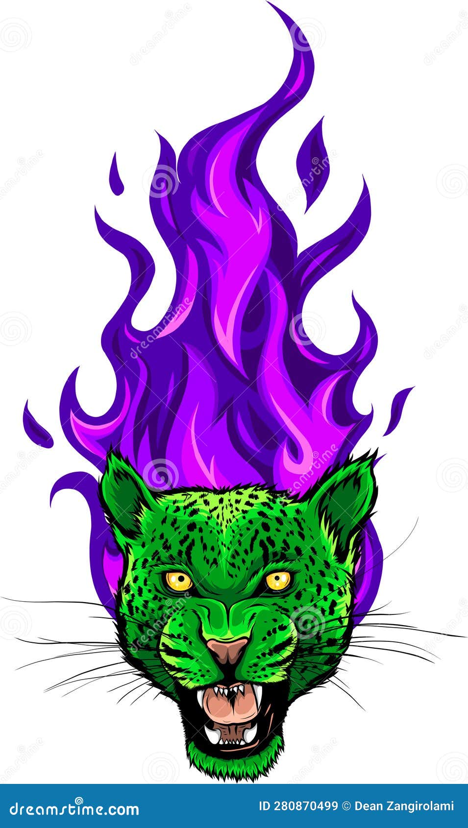 Vector Illustration of Leopard Head with Fire. Stock Vector ...