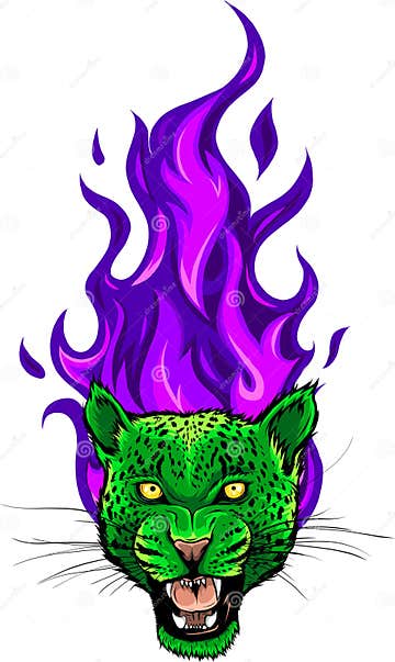Vector Illustration of Leopard Head with Fire. Stock Vector ...