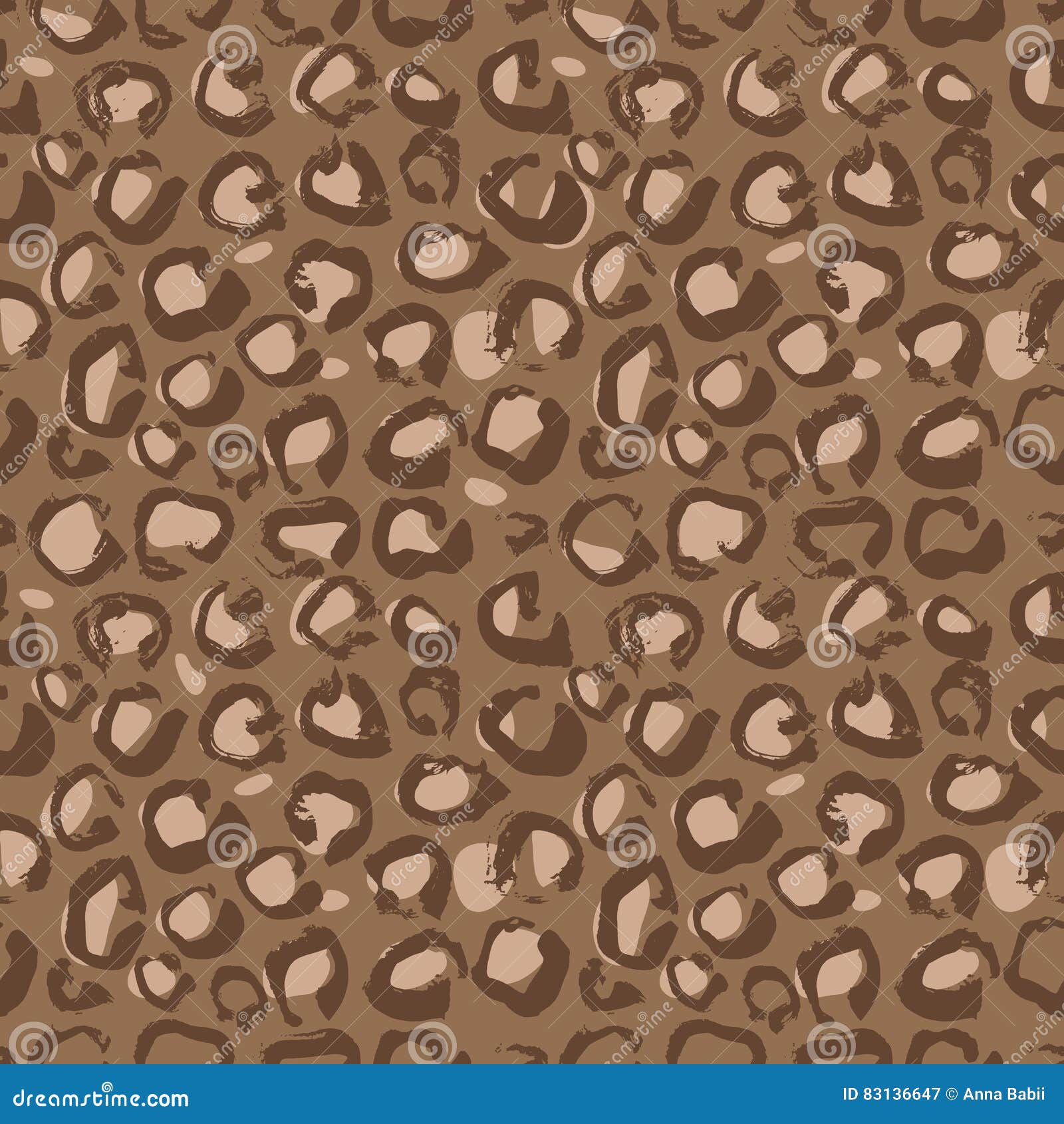 Vector Illustration Leopard Print Seamless Pattern. Brown Hand Drawn ...