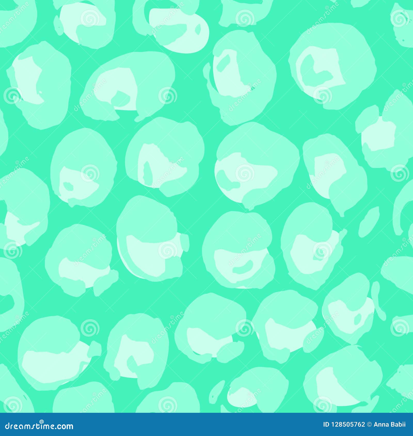 Vector Illustration Leopard Print Seamless Pattern. Green Hand Drawn ...