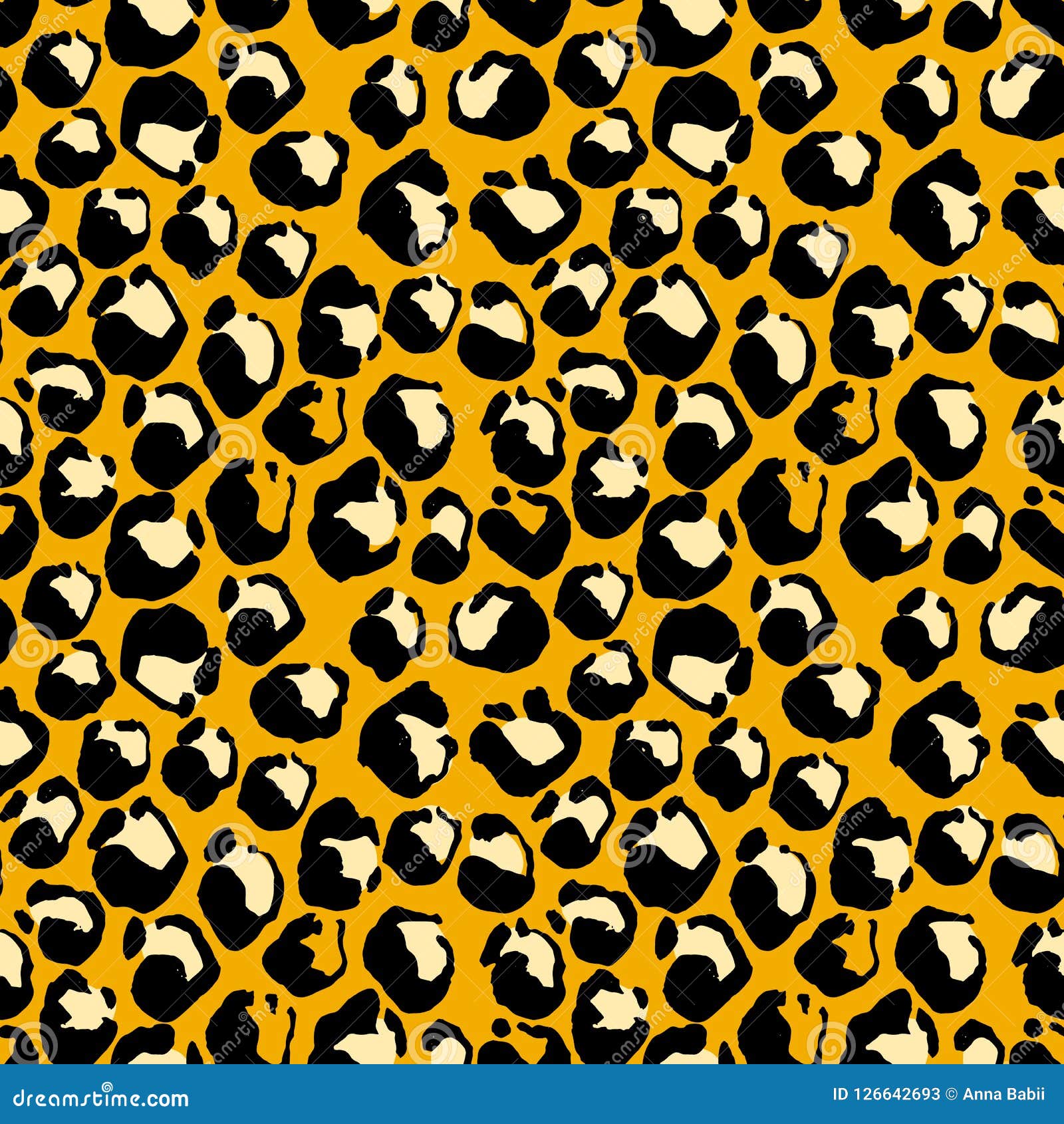 Vector Illustration Leopard Print Seamless Pattern. Orange Hand Drawn ...