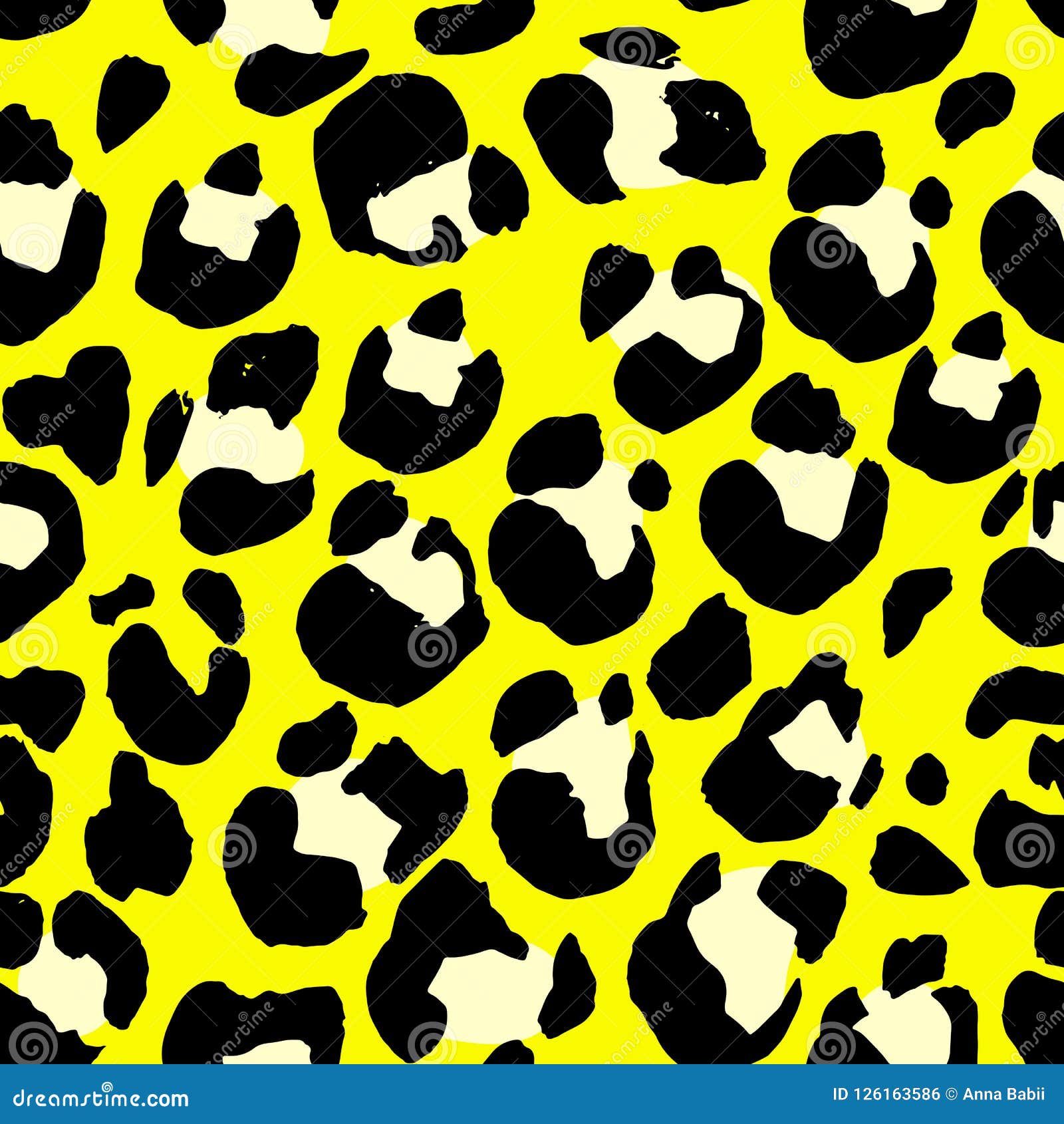 Vector Illustration Leopard Print Seamless Pattern. Yellow Hand Drawn ...