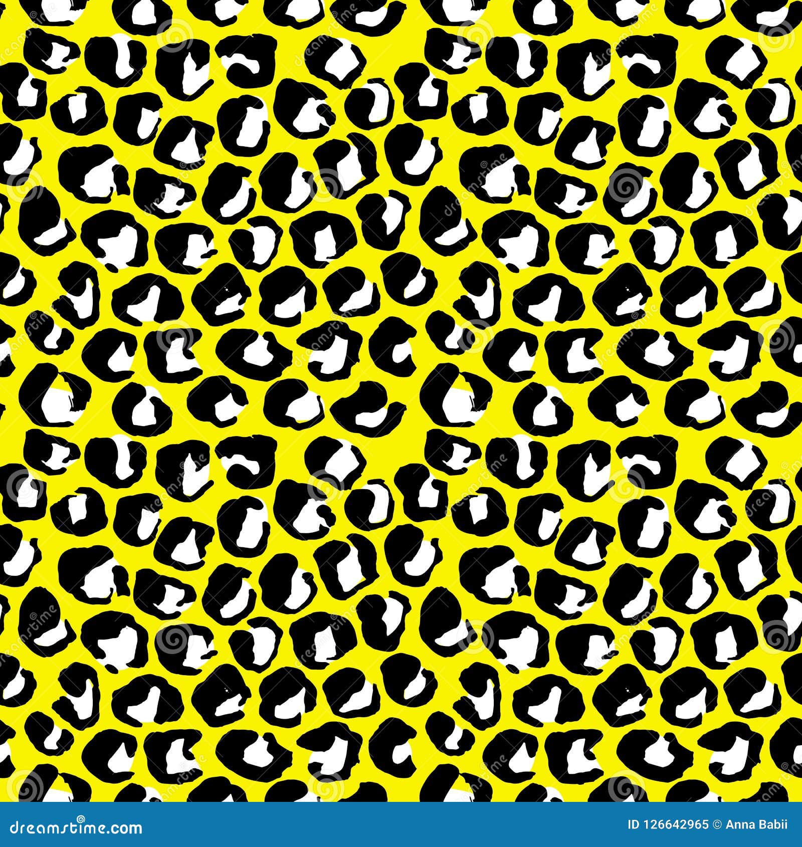 Vector Illustration Leopard Print Seamless Pattern. Yellow Hand Drawn ...