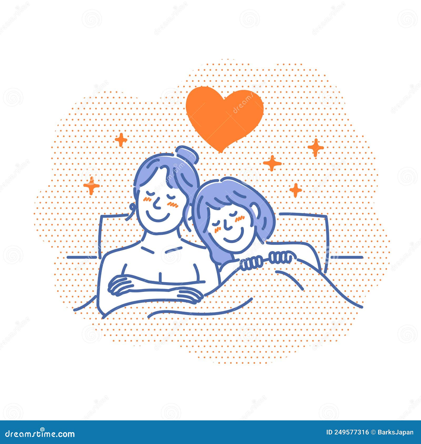 Vector Illustration Of A Lesbian Couple Snuggling Up In Bed Lgbtq Stock