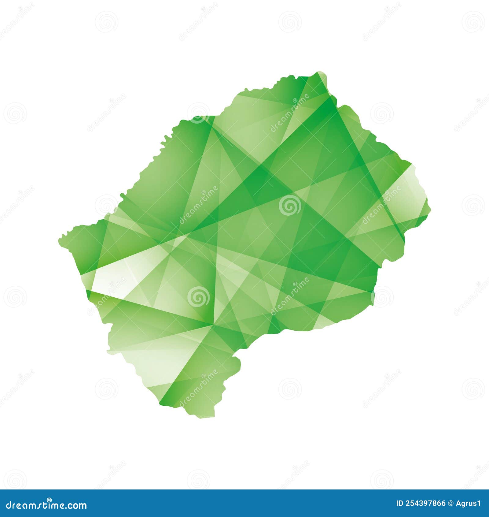 Vector Illustration of Lesotho Map with Green Colored Geometric Shapes ...
