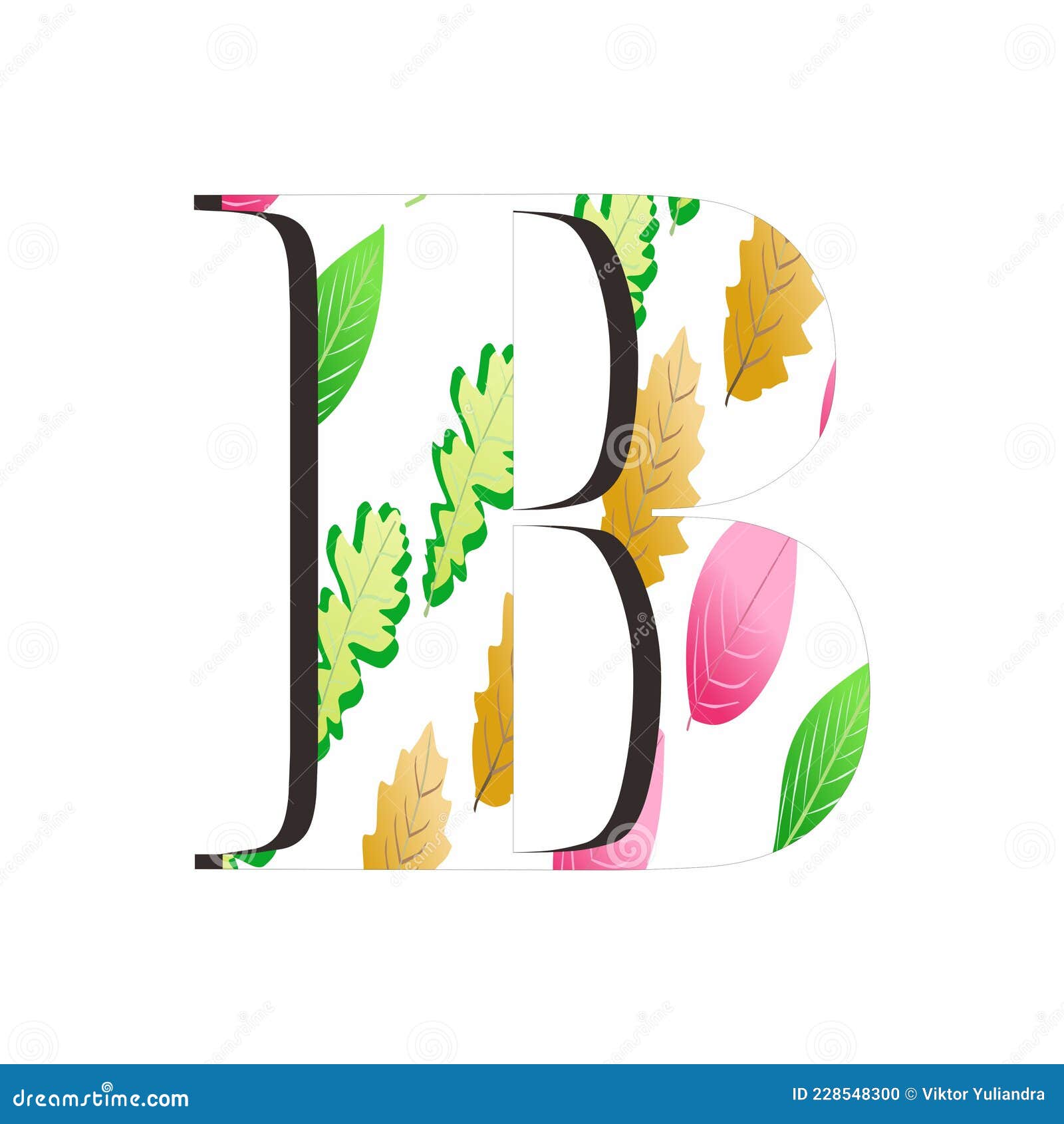 A Vector Illustration of the Letter B with a Leaf Pattern in September ...