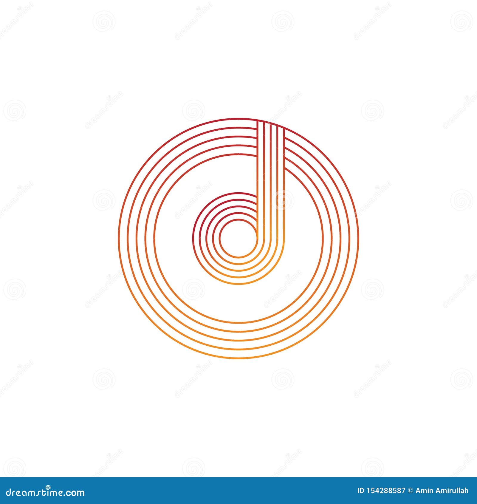 Vector Illustration Letter D and Circle Line Icon Logo Design Stock ...
