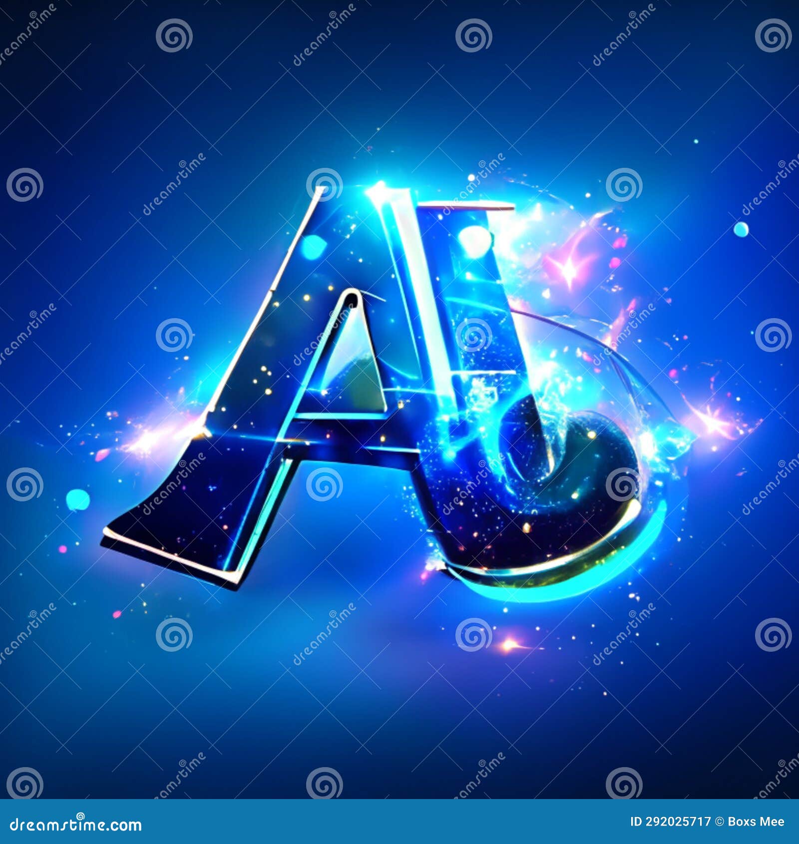 Vector Illustration of the Letter a in the Form of a Blue Neon Sign. AI ...