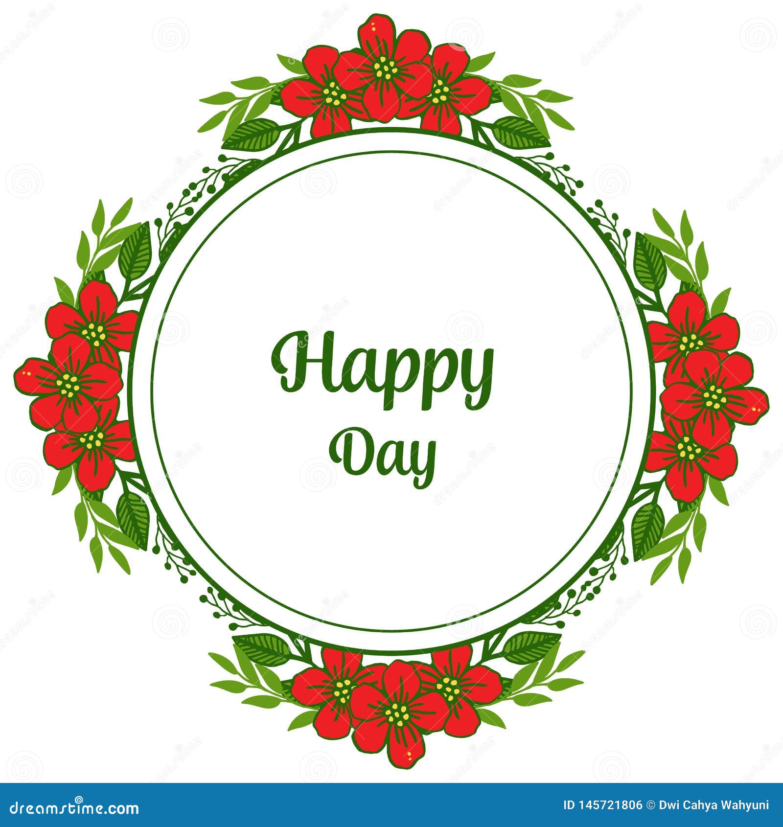 Vector Illustration Letter Happy Day for Pattern Art Leaf Floral Frame ...