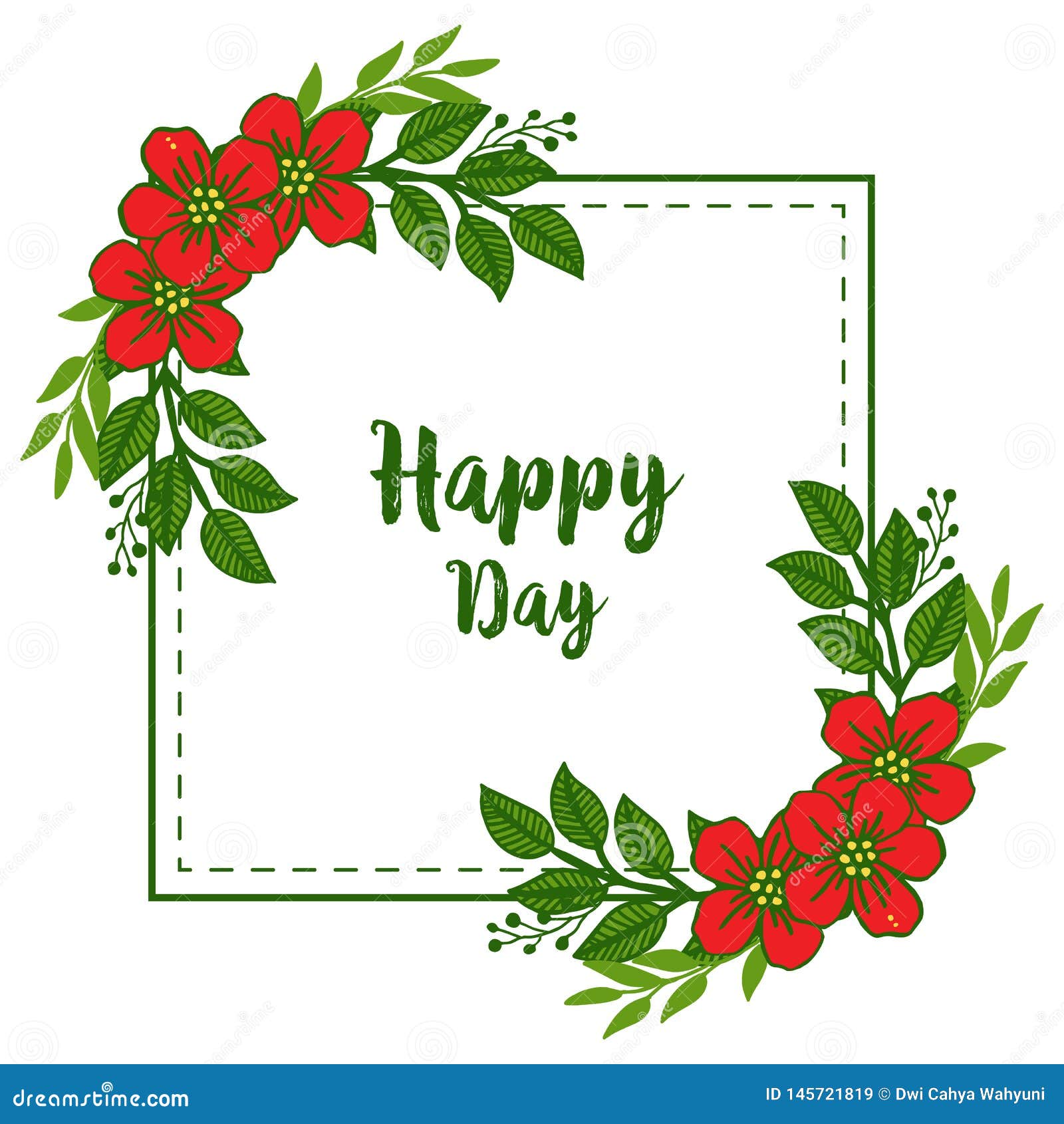 Vector Illustration Letter Happy Day for Pattern Art Leaf Floral Frame ...