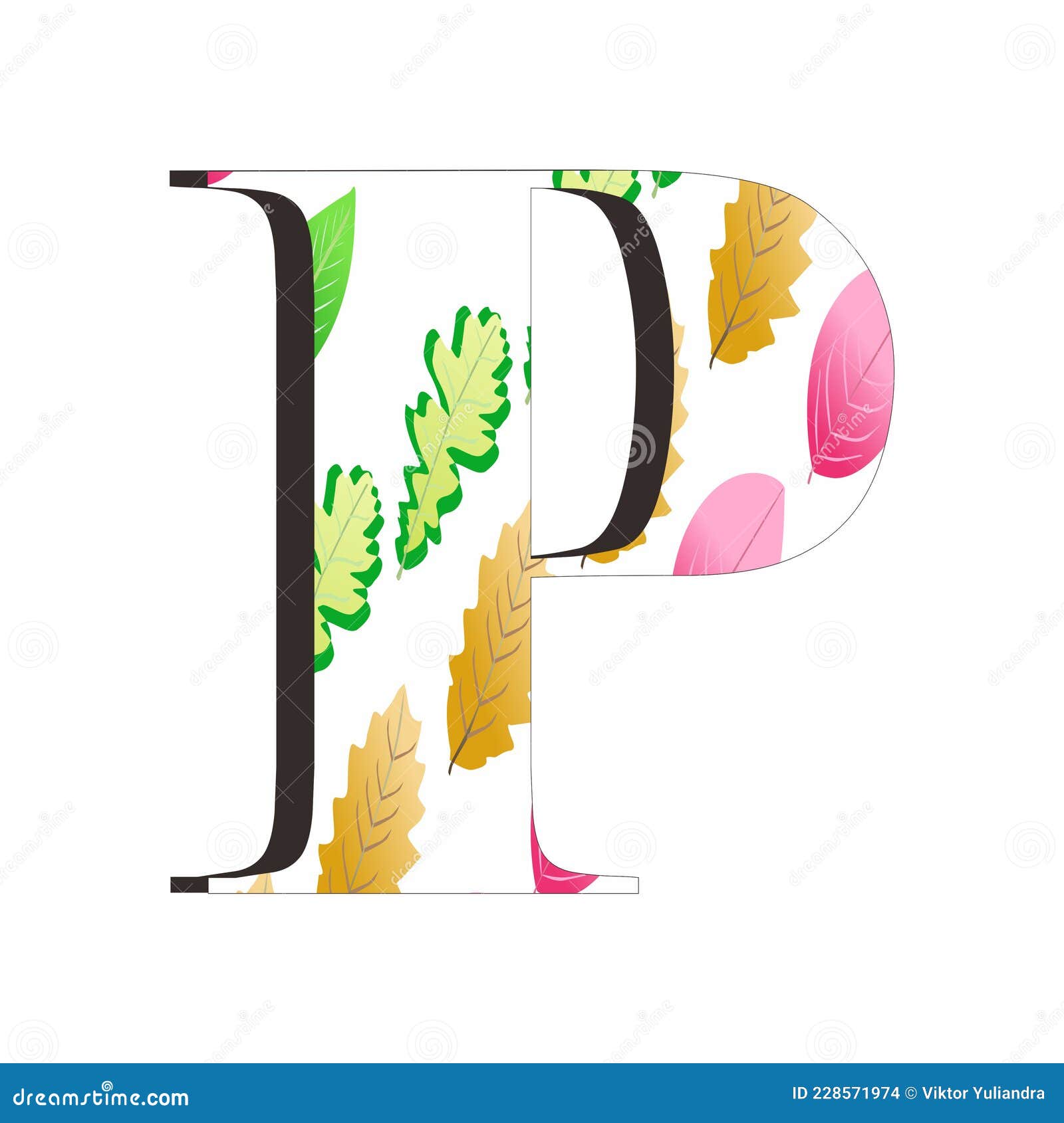 A Vector Illustration of the Letter P with a Leaf Pattern in September ...