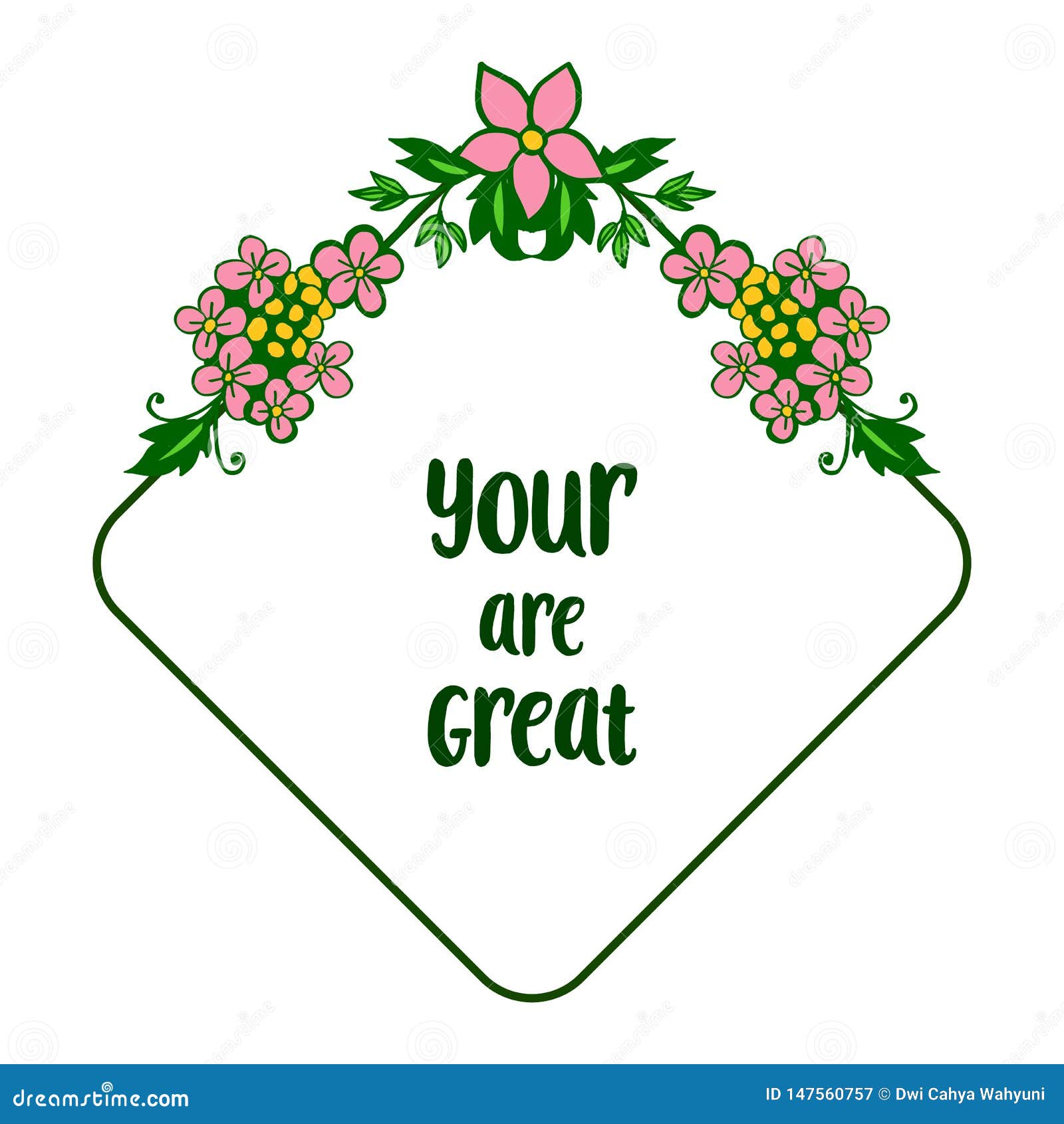 Vector Illustration Letter Your are Great with Colorful Wreath Frames ...