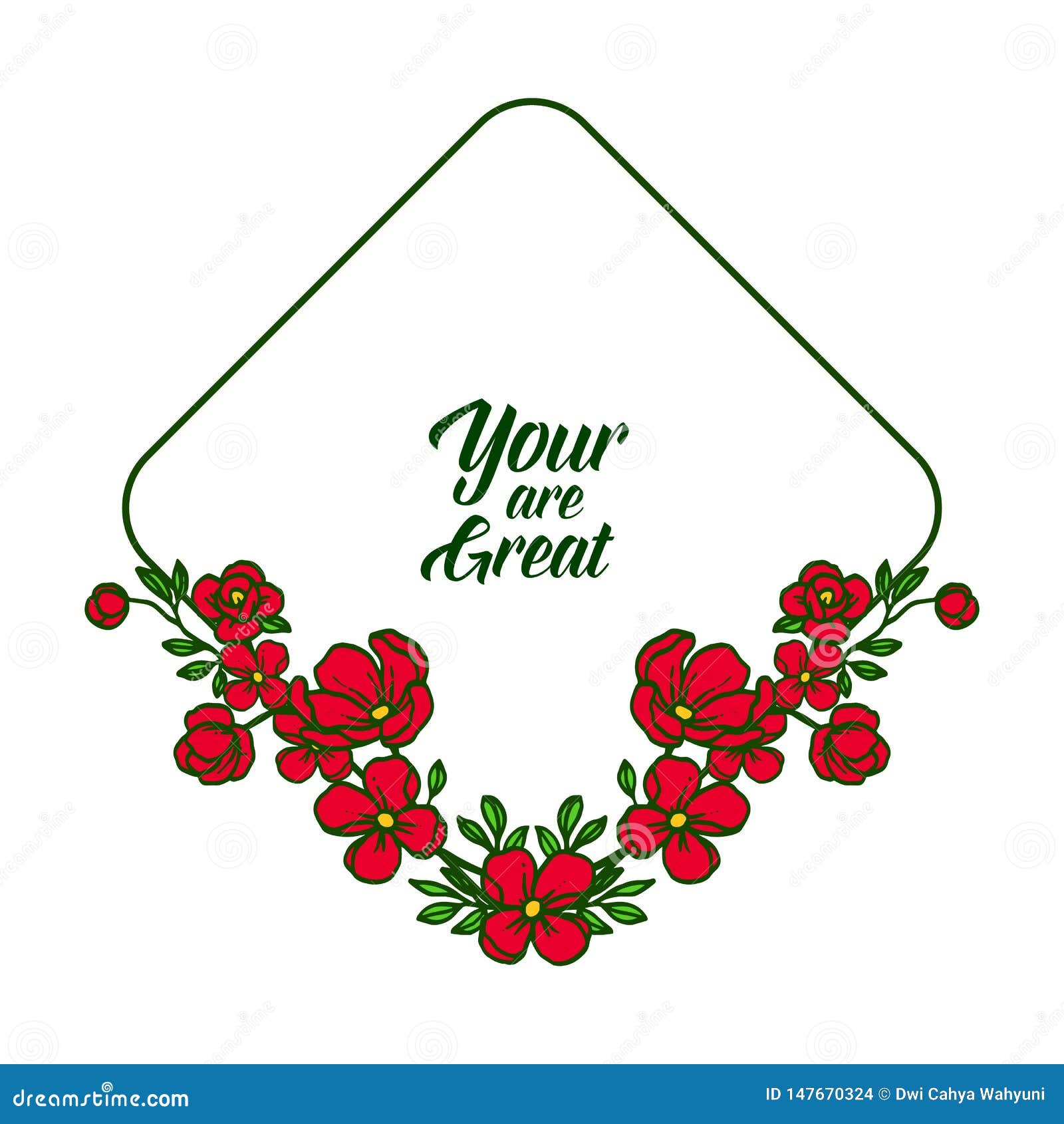 Vector Illustration Letter Your are Great with Various Shape Red Flower ...