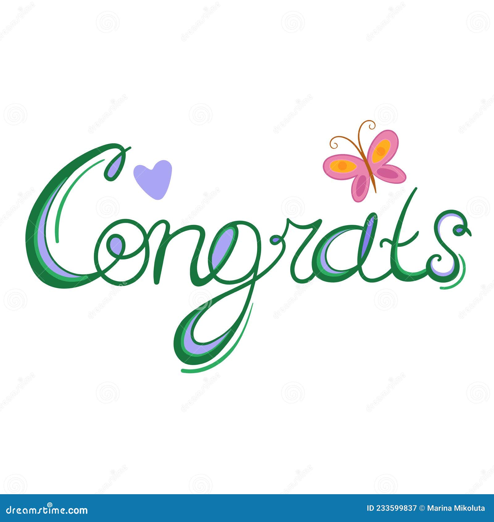 Vector Illustration Lettering Congrats with Basket with Flowers Stock ...