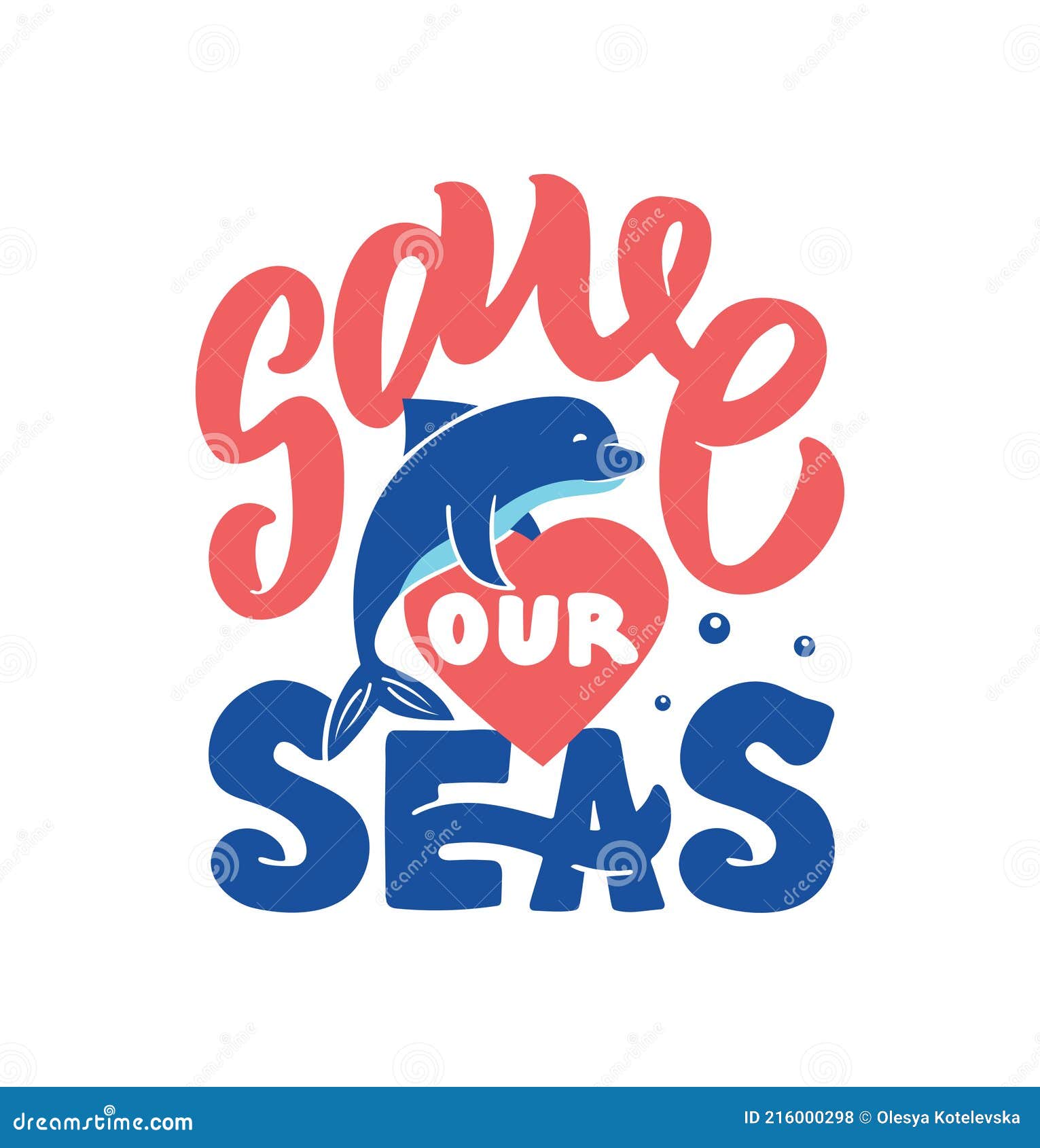 The Vector Illustration of Lettering Phrase - Save Our Seas. the ...