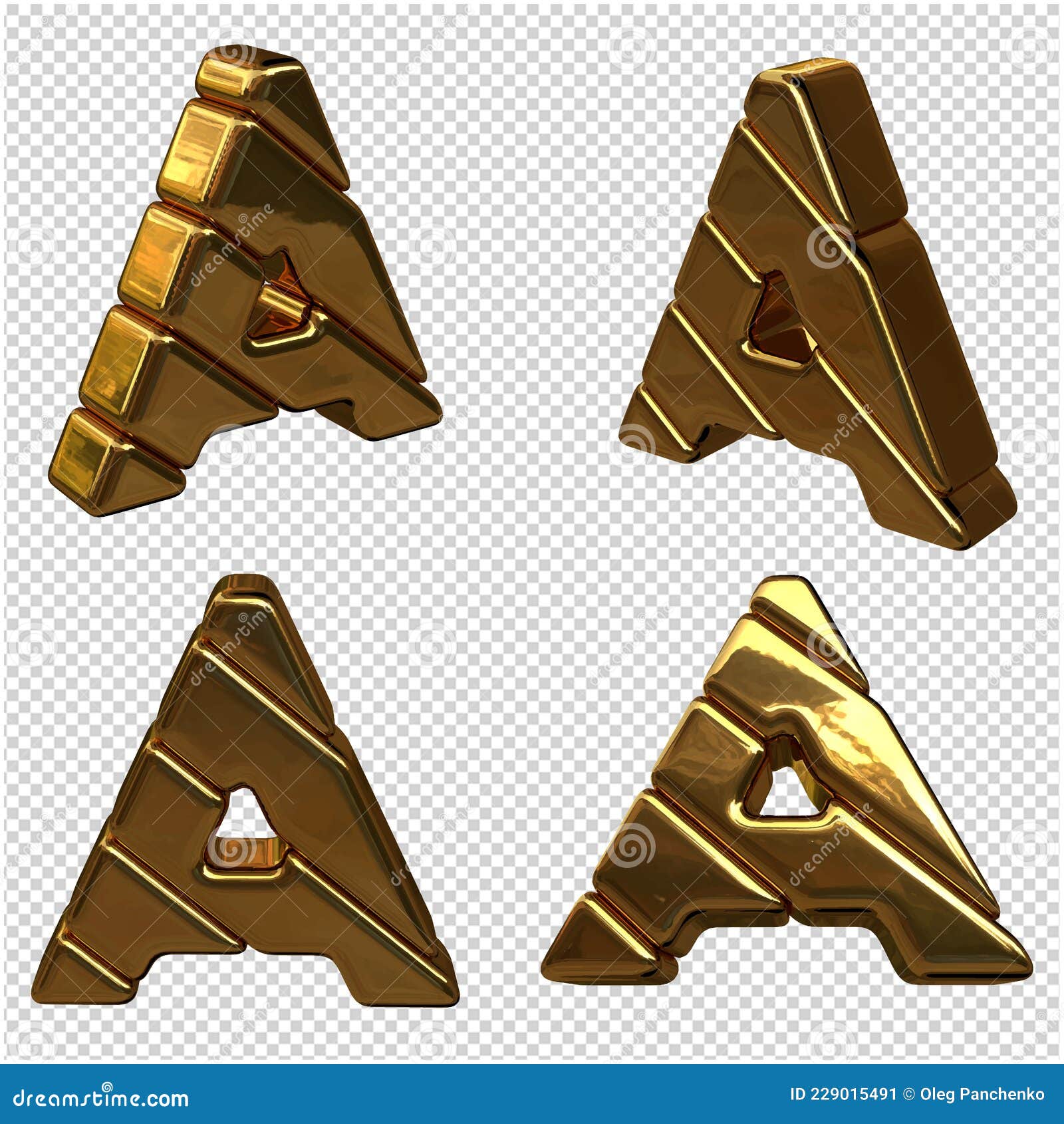 Vector Illustration of Letters Made of Gold. 3d Letter a Stock Vector ...