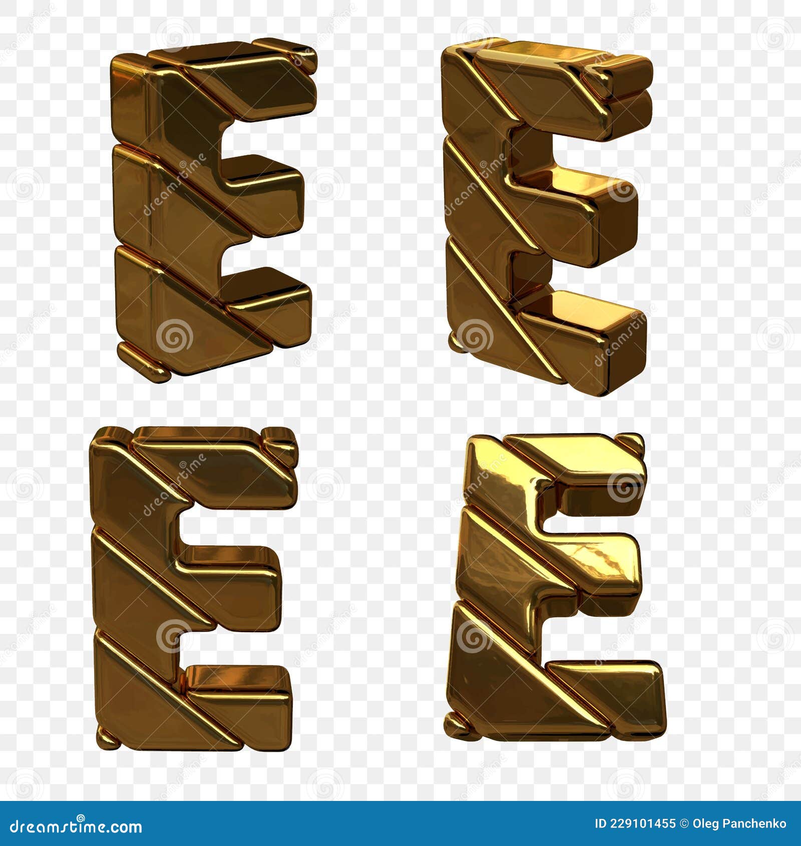 Vector Illustration of Letters Made of Gold. 3d Letter E Stock Vector ...