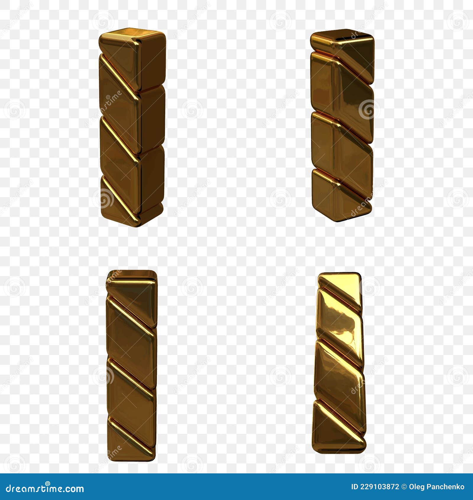 Vector Illustration of Letters Made of Gold. 3d Letter I Stock Vector ...