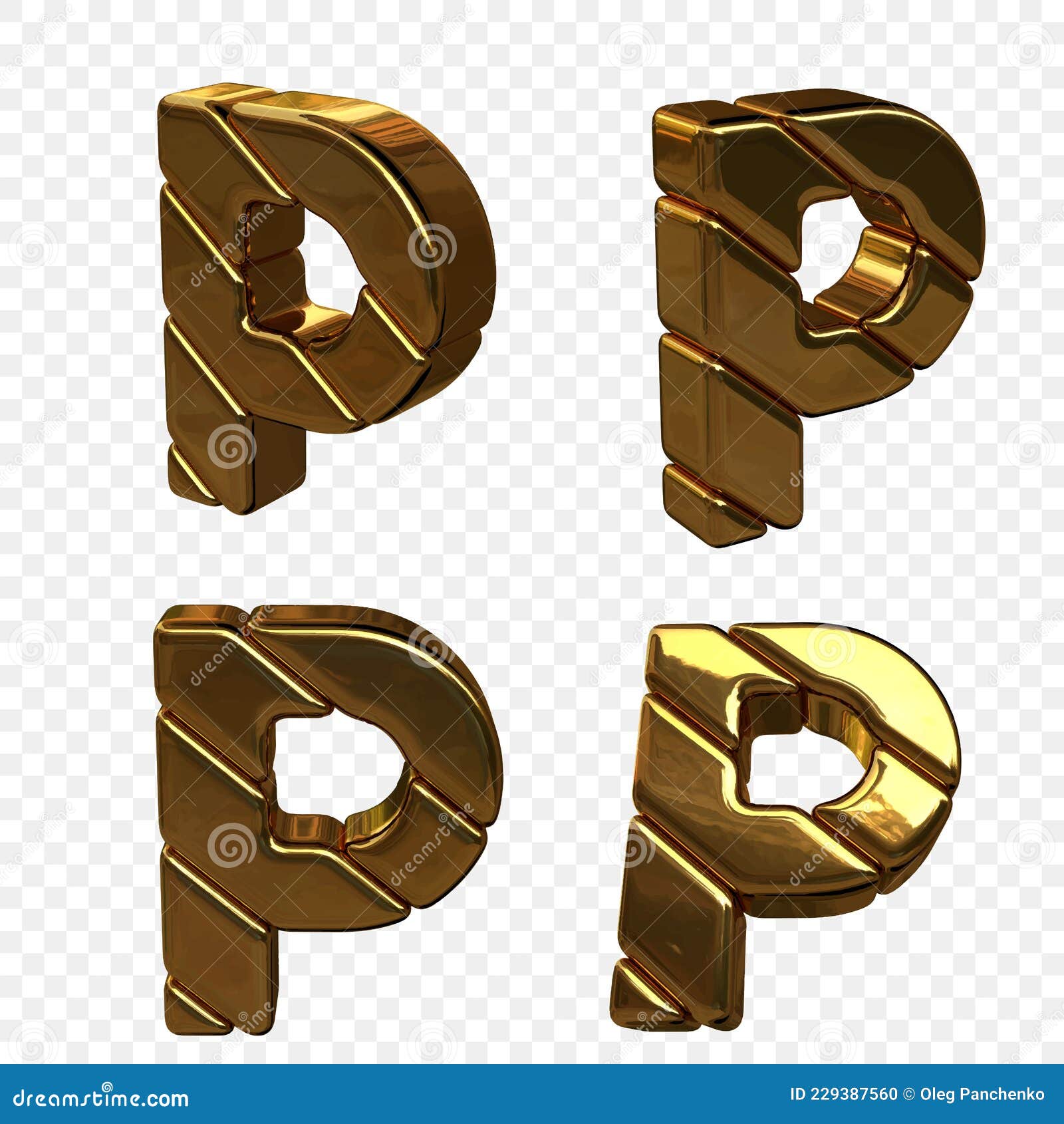 Vector Illustration of Letters Made of Gold. 3d Letter P Stock Vector ...