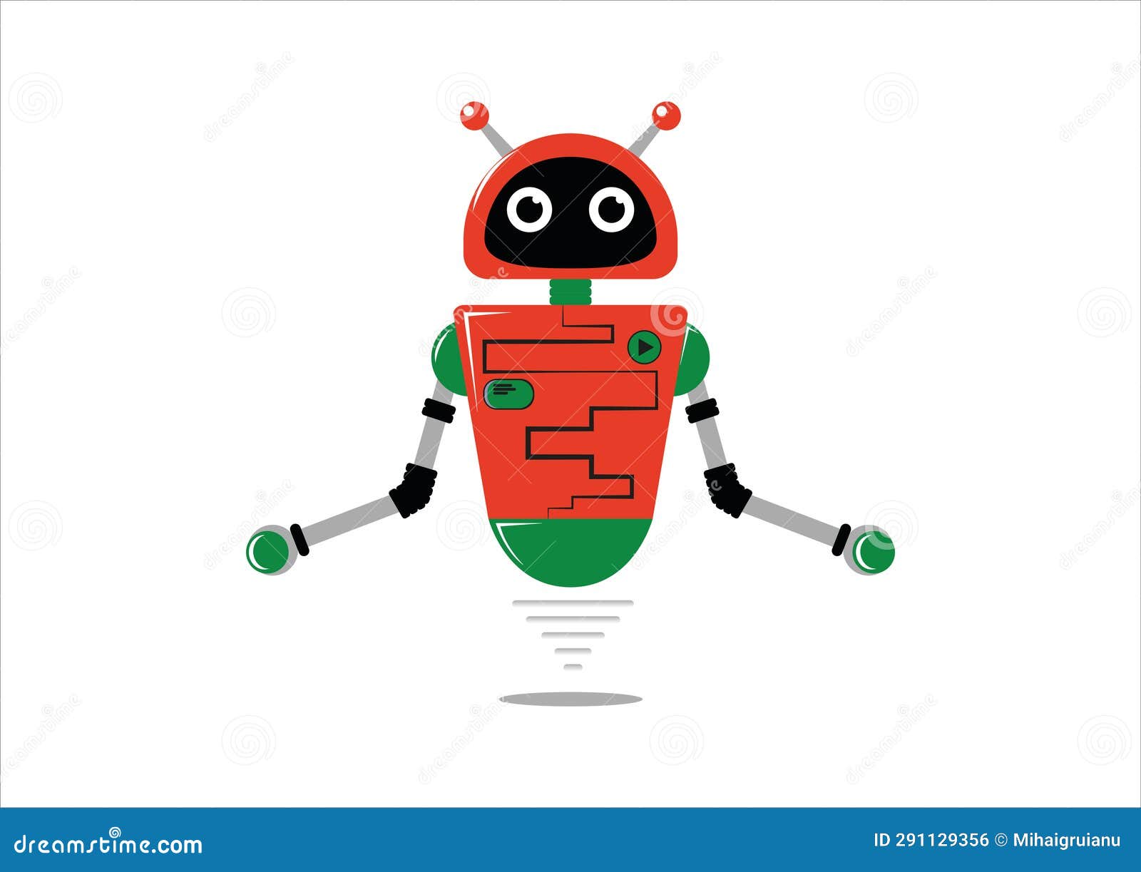 Vector Illustration of Levitating Robot in Flat Style Stock Vector ...