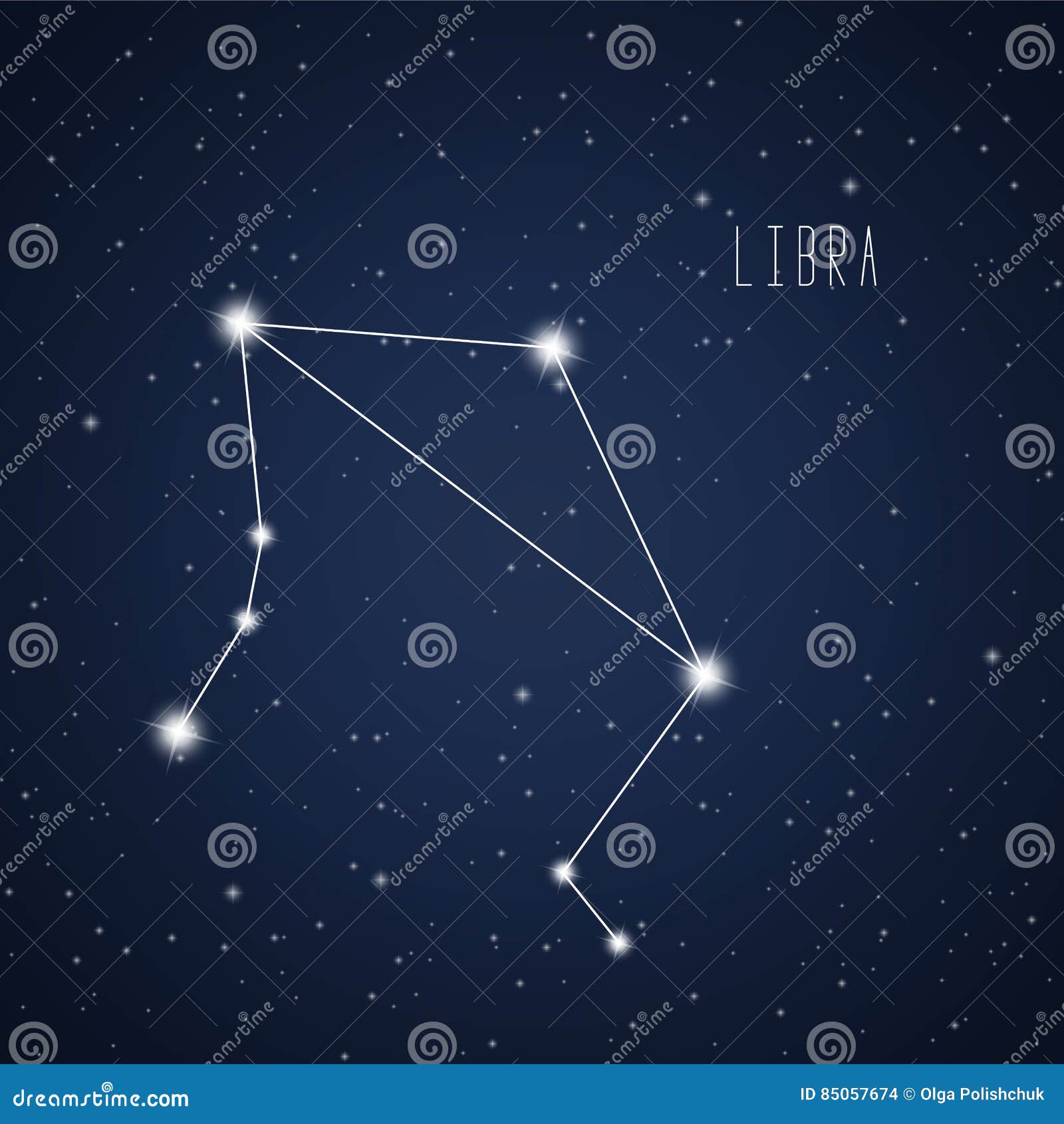 Libra Constellation Zodiac Black White Isolated Constellation. Digital ...