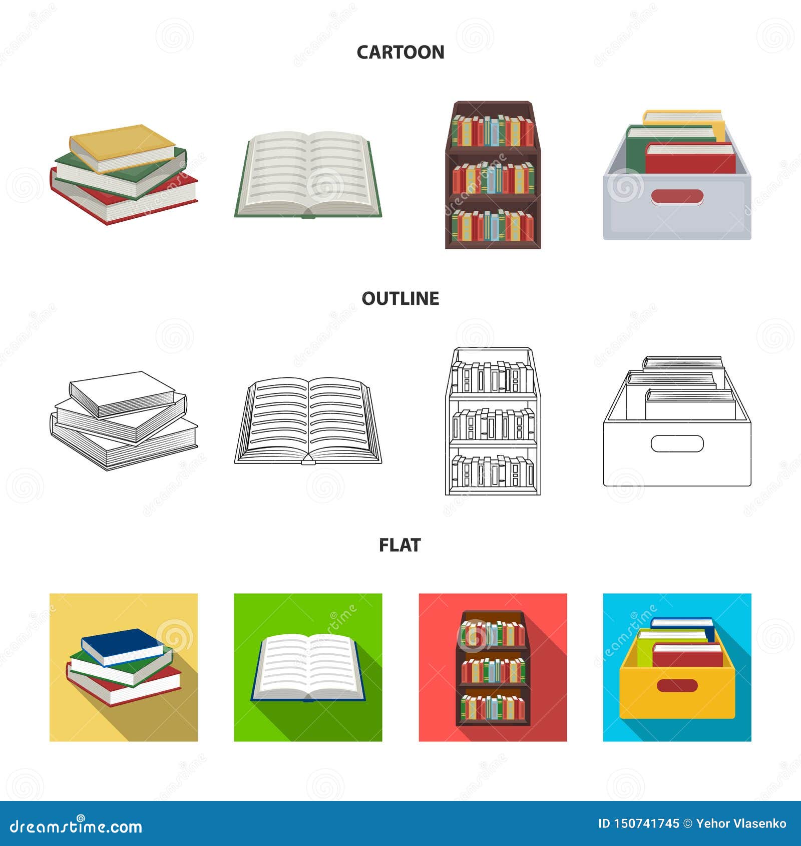 Vector Design of Library and Textbook Symbol. Set of Library and School ...