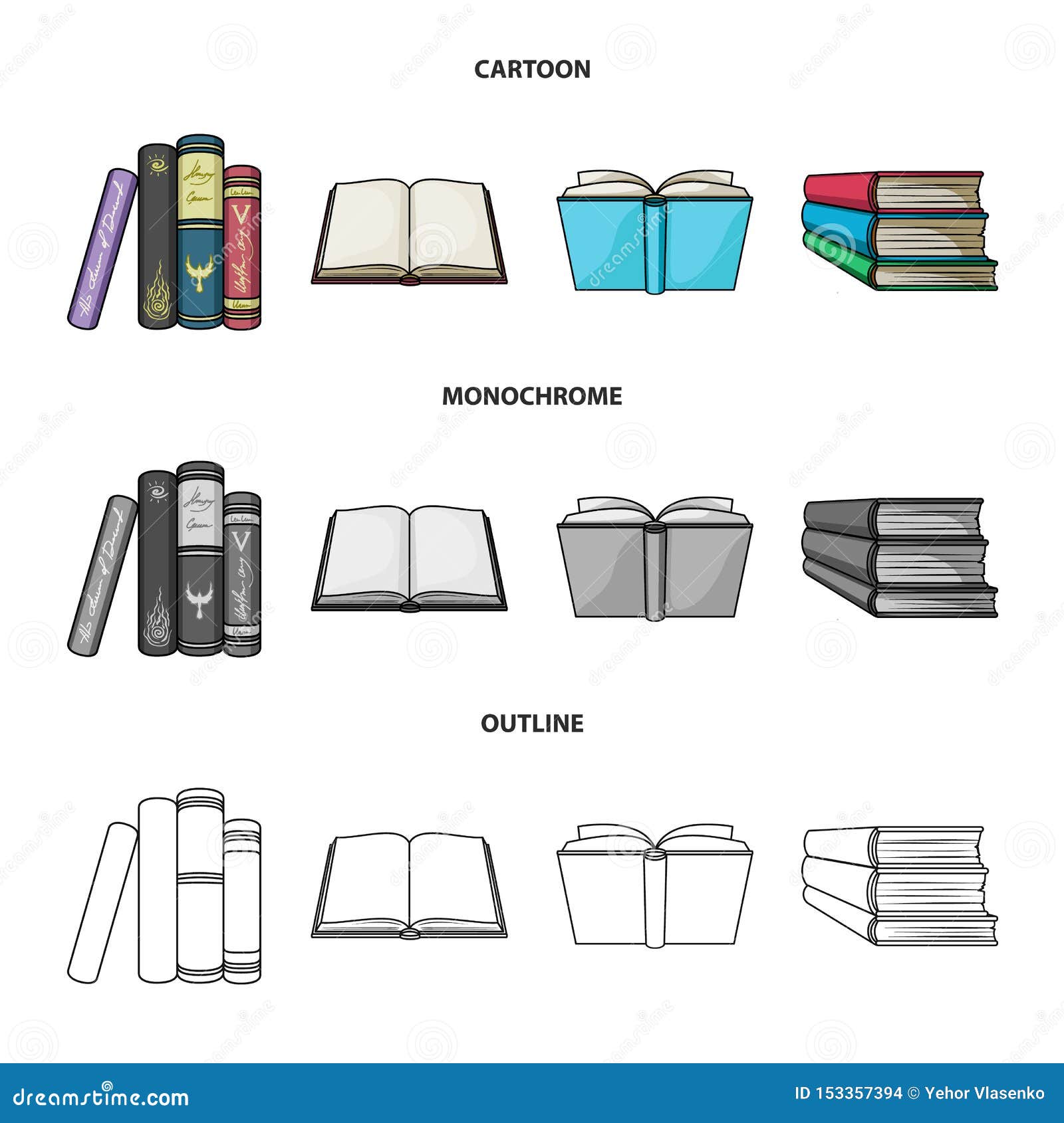 Vector Illustration of Library and Textbook Symbol. Collection of ...
