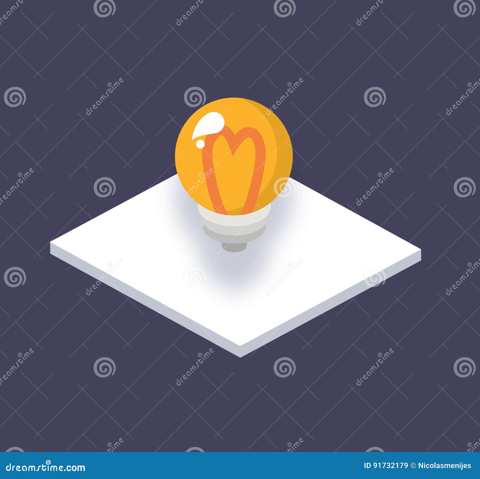 Vector Illustration. Light Bulb Isometric Flat Icon Stock Vector ...