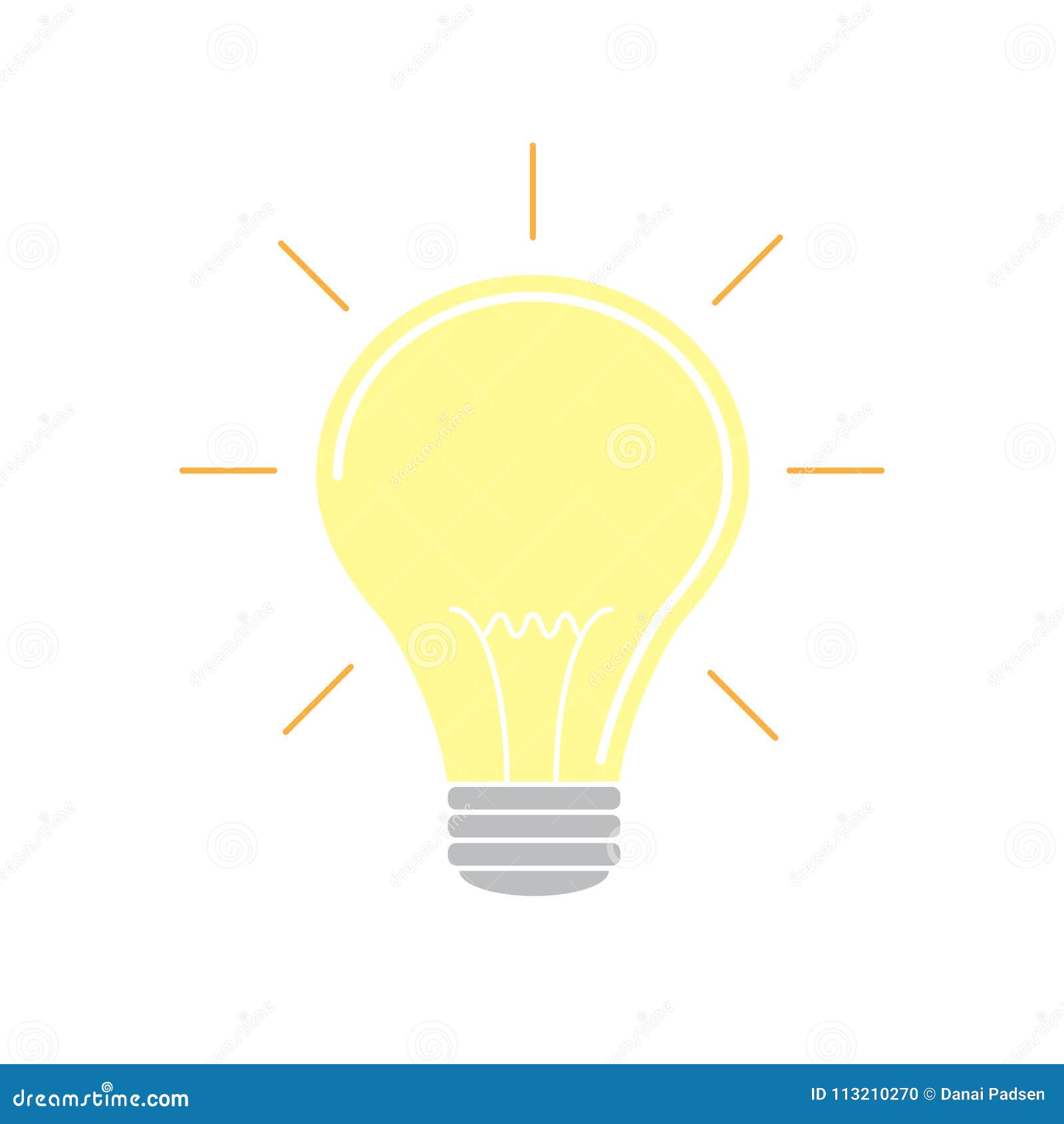Vector Illustration Light Bulb with Rays Shine Stock Illustration ...
