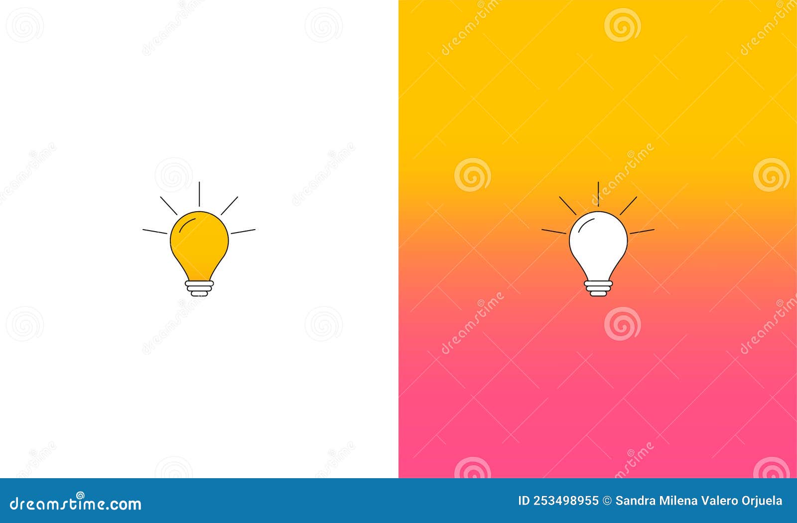 Vector Illustration of Light Bulbs. Concept of Diversity of Ideas ...