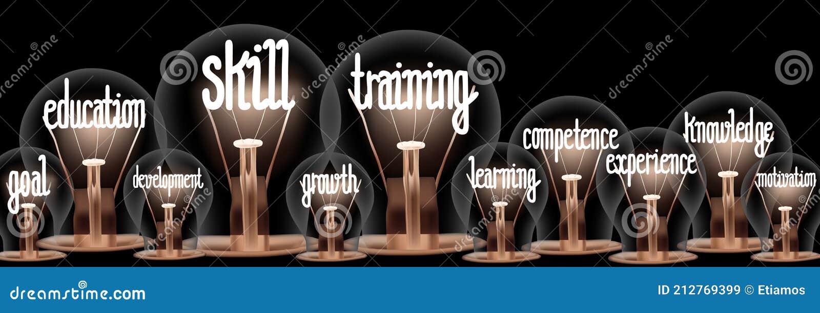 Light Bulbs with Skill Training Concept Stock Vector - Illustration of ...