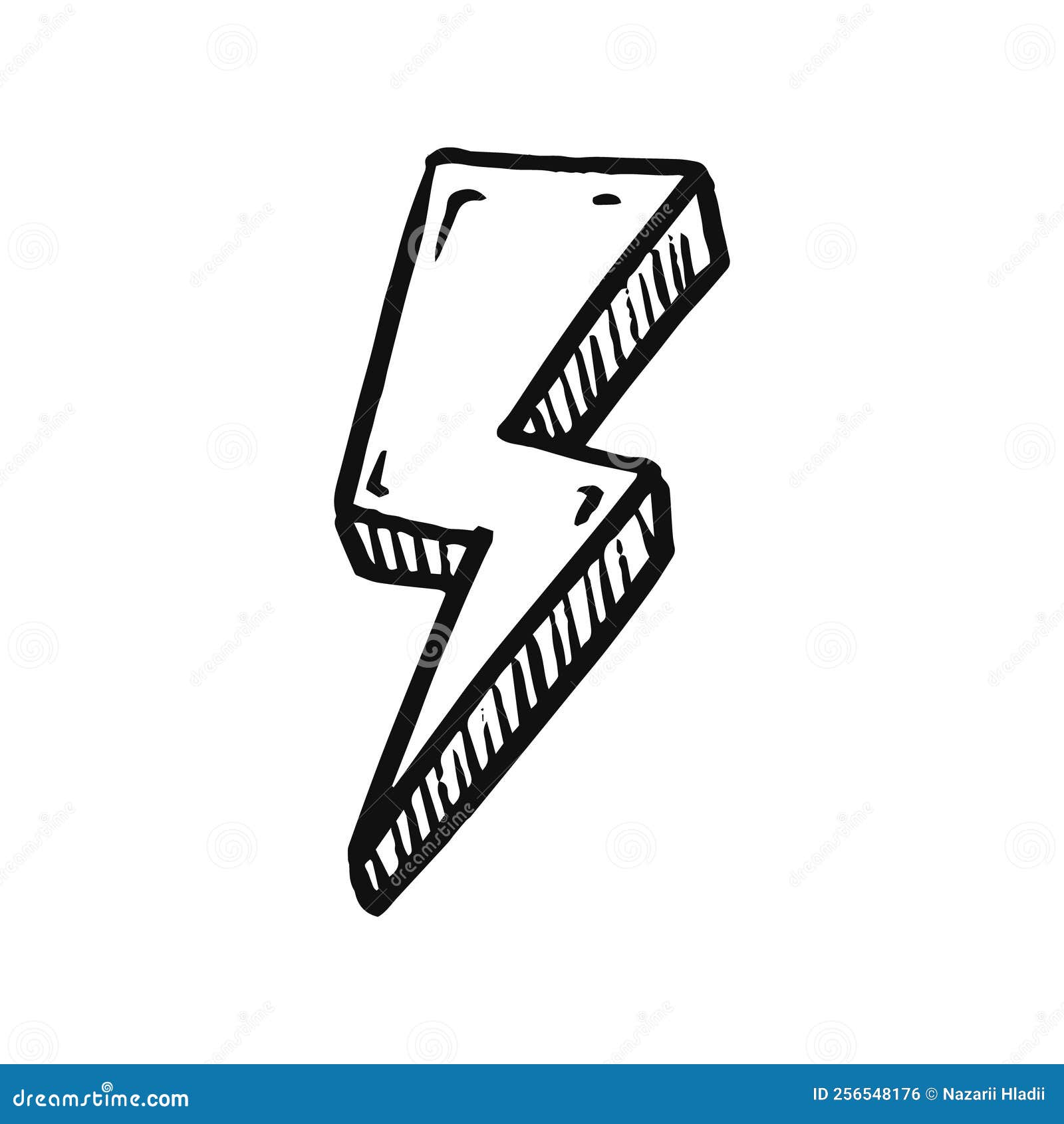 Vector Illustration of Lightning Bolt in Hand-drawn Style. Stock ...