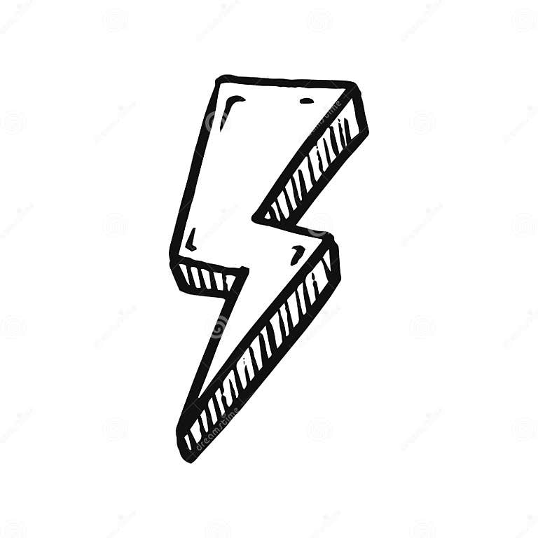 Vector Illustration of Lightning Bolt in Hand-drawn Style. Stock ...