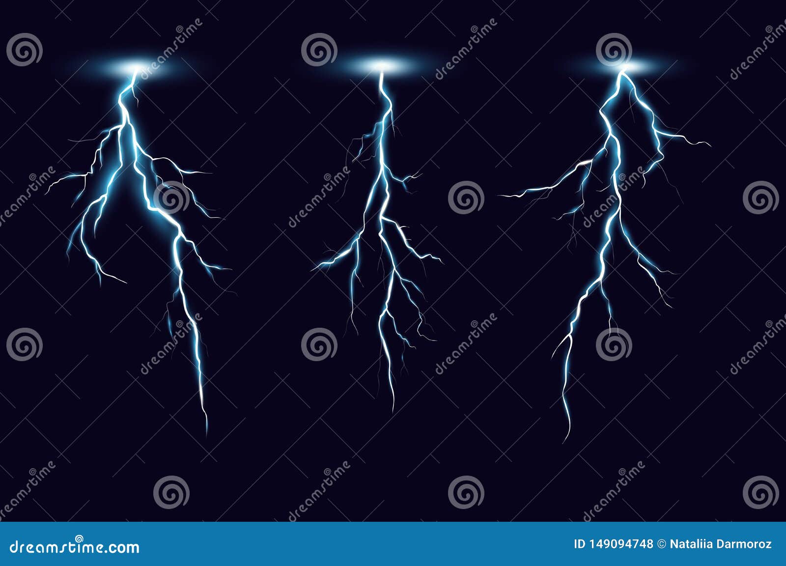 Illustration With Lightning Collection Isolated On White Background ...